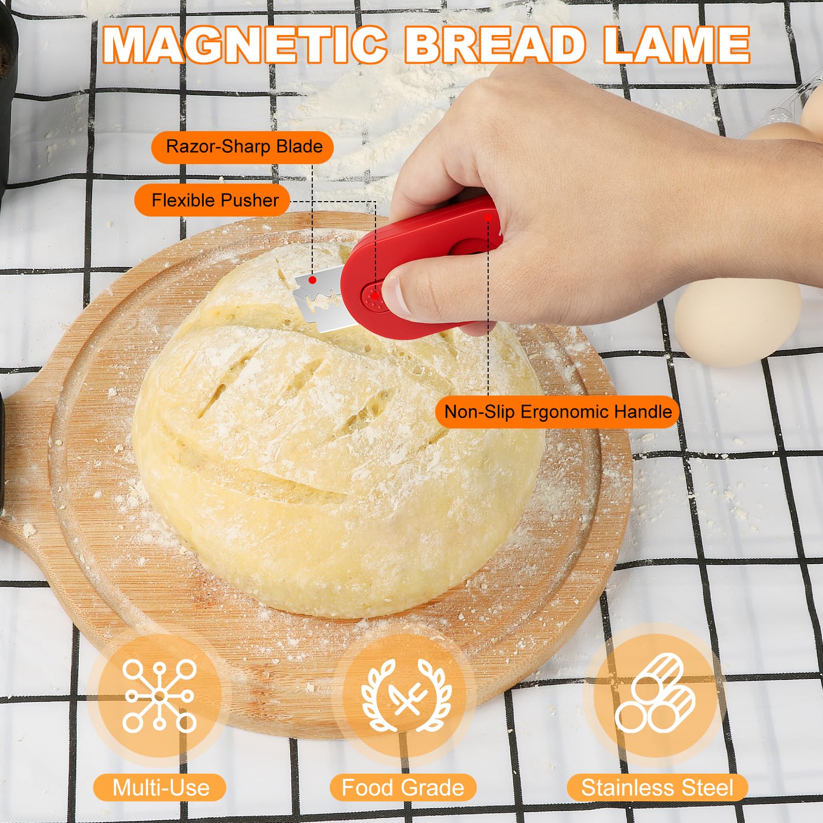 Snapklik.com : Volnamal Magnetic Bread Lame Dough Scoring Tool - Push ...