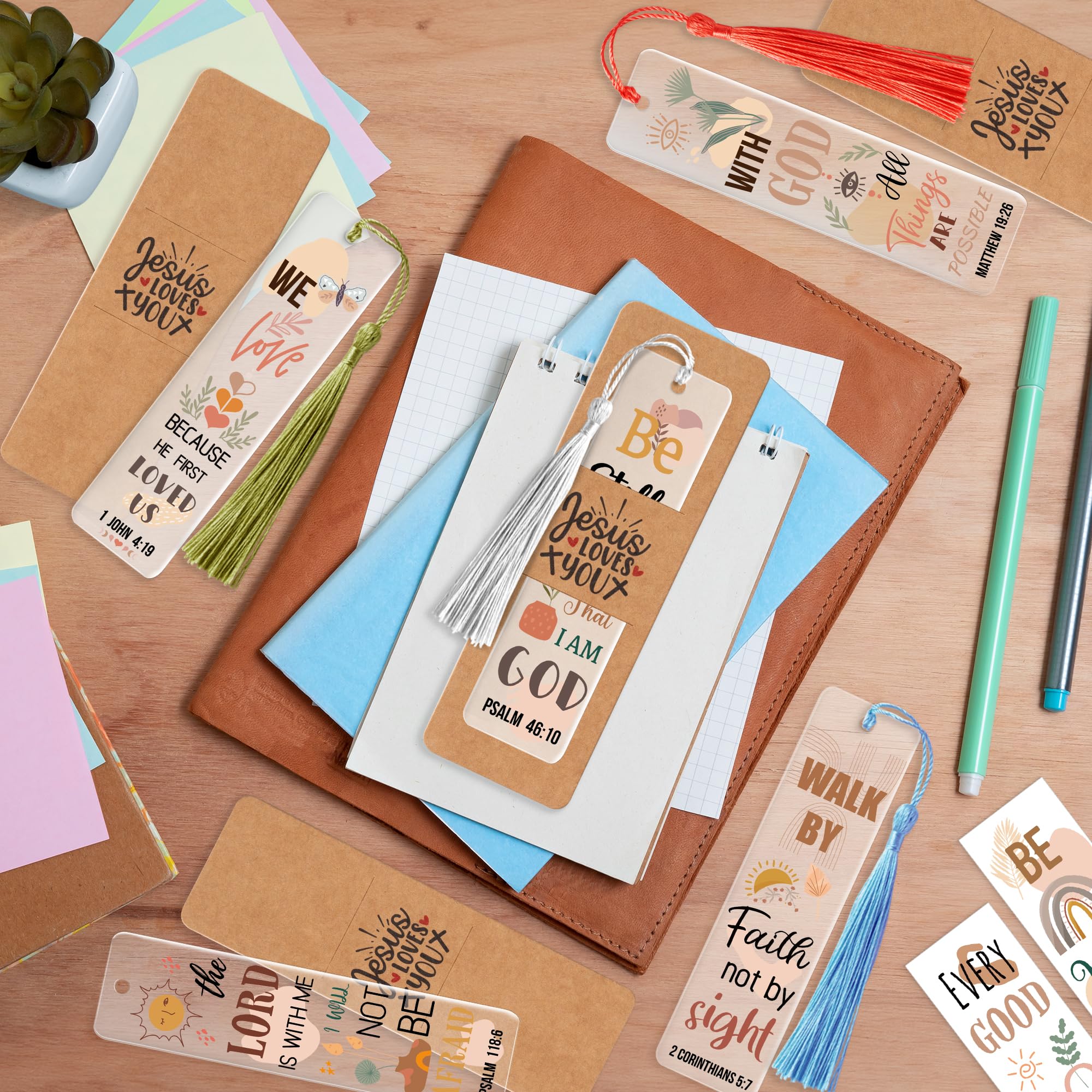 Snapklik.com : Christian Bible DIY Bookmark - 96Pcs Boho Bible Verse ...