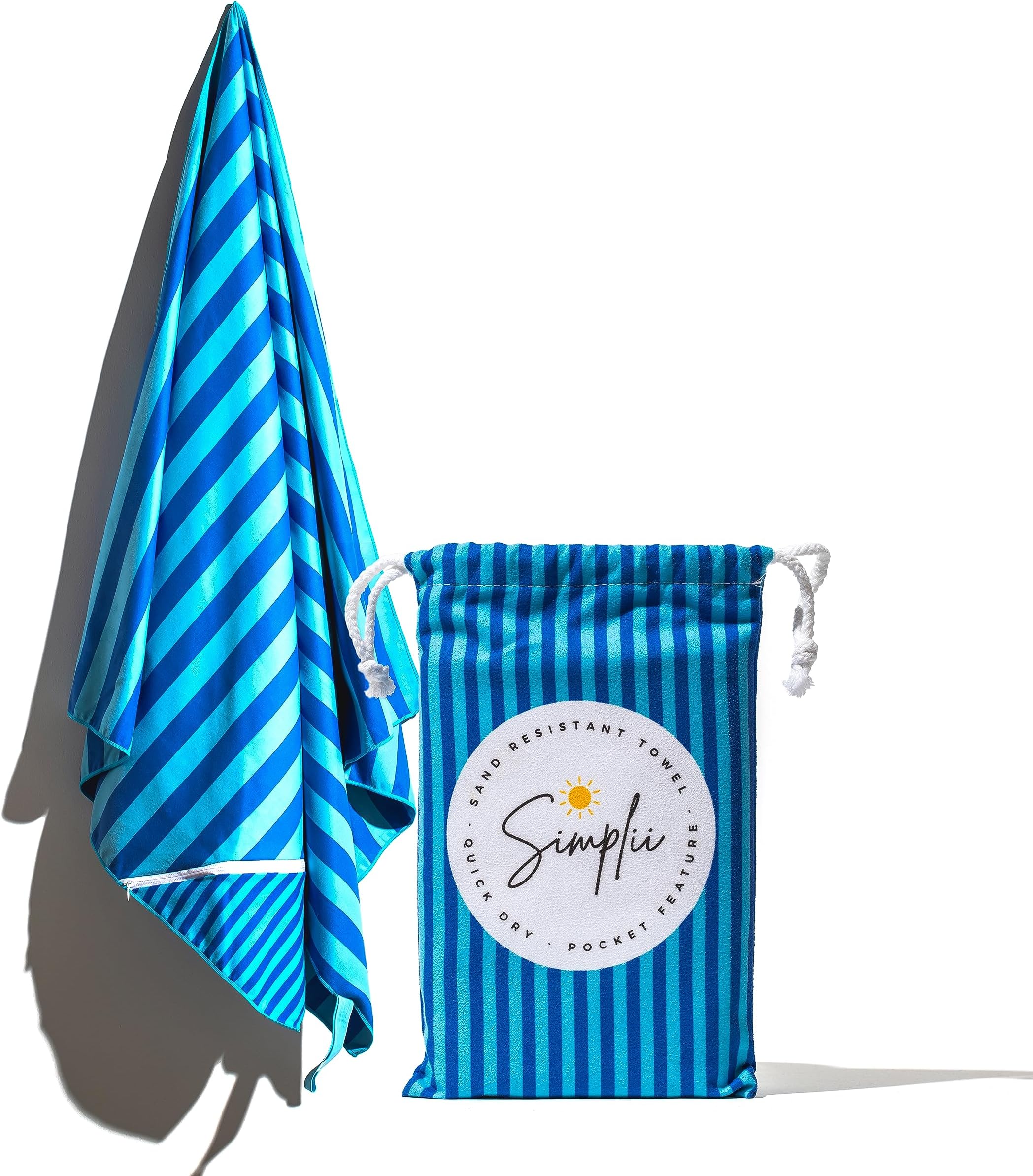 Amazon.com: Simplii Sand Resistant Beach Towel - Zipper Pocket Feature ...
