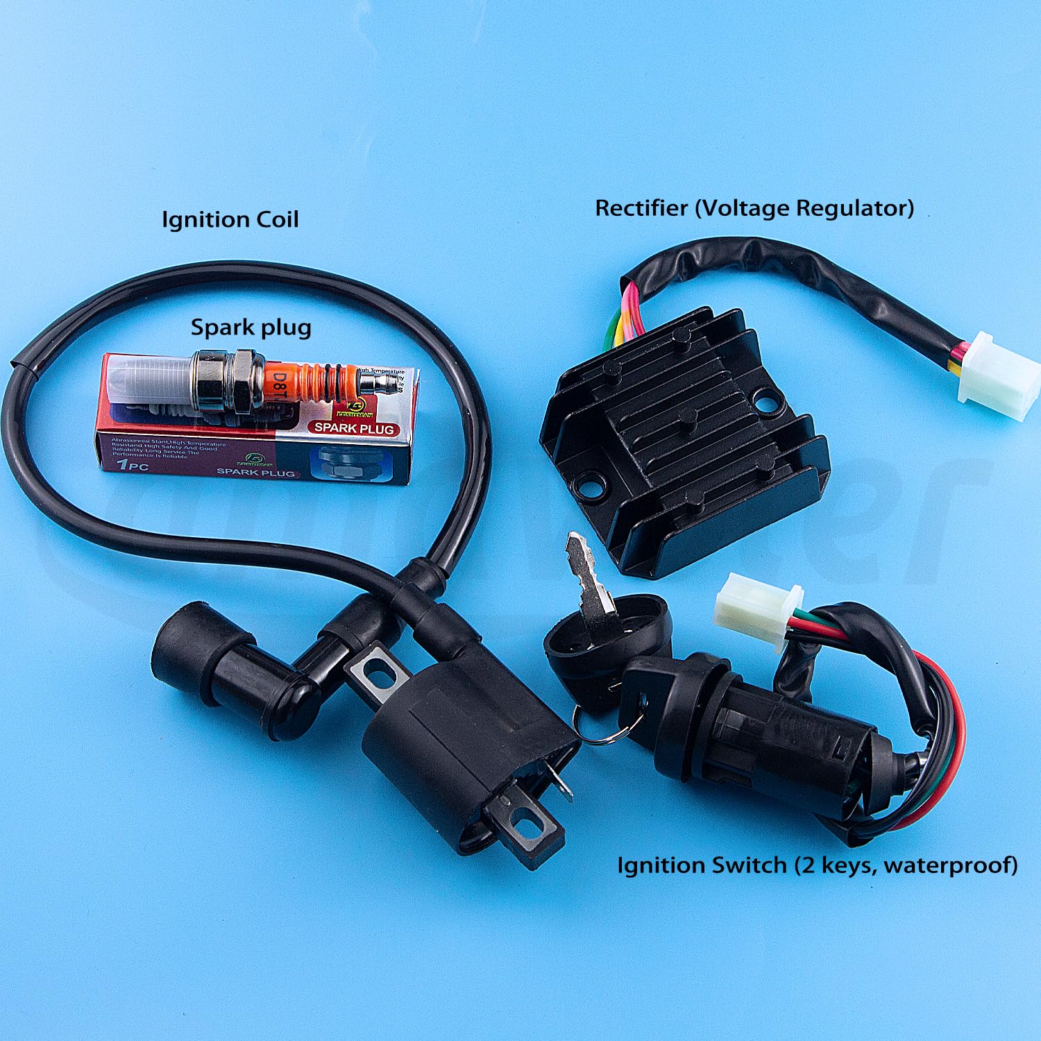 Complete Wiring Harness CDI Ignition Coil Solenoid Relay Spark Plug ...