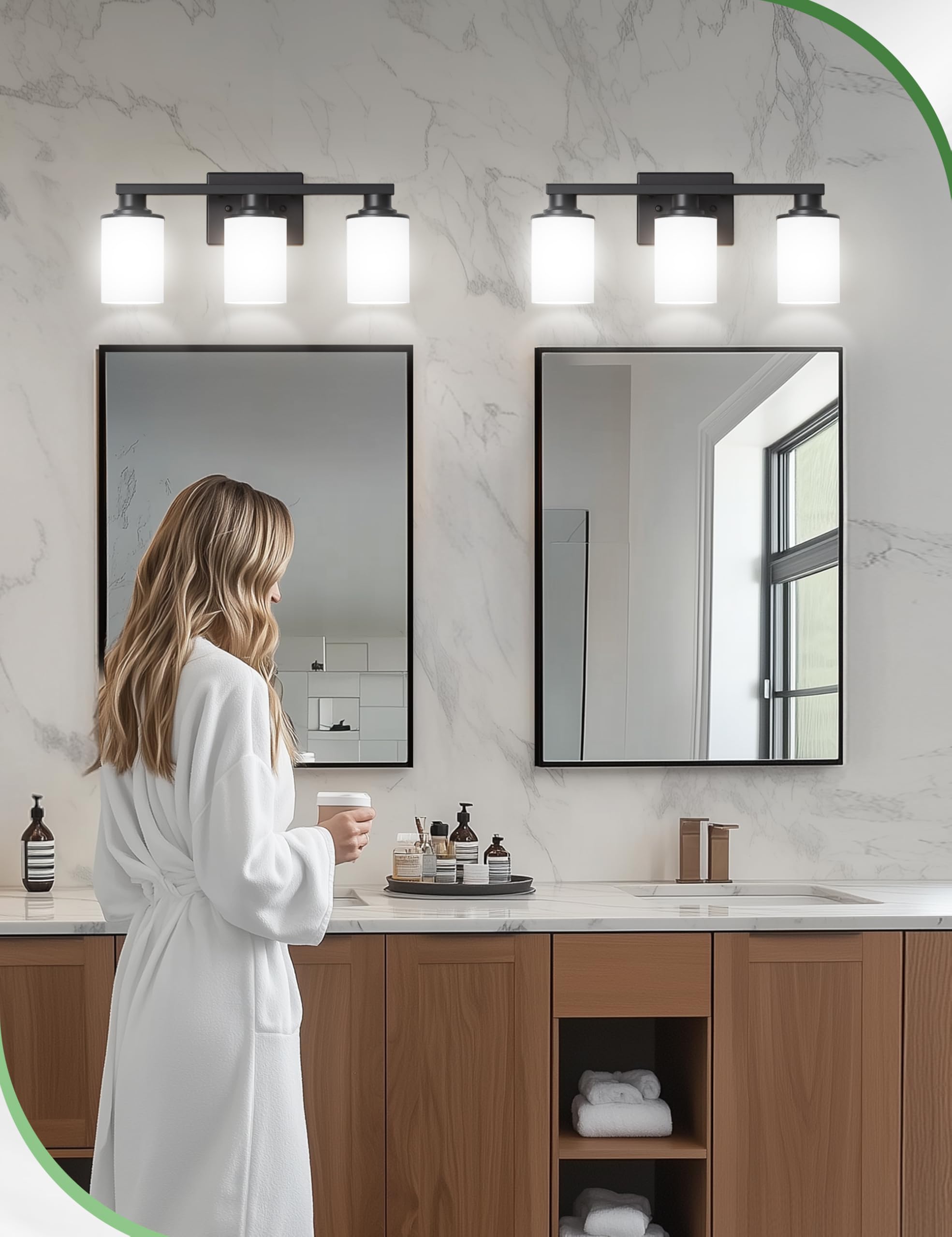 Snapklik.com : DORESshop 20 Inch Bathroom Light Fixtures, 3-Light Black ...