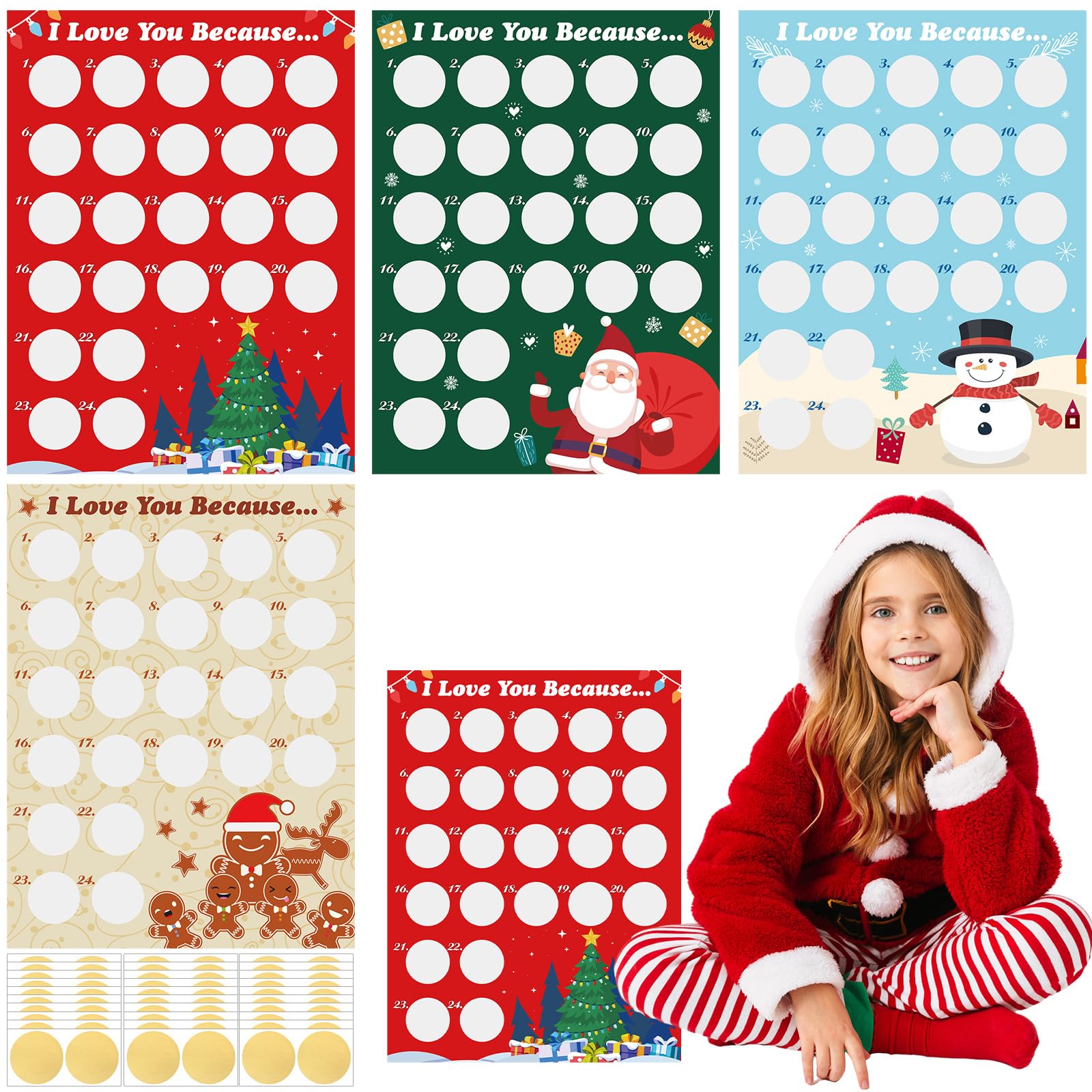 Amazon.com: Sinload 4 Pcs Christmas Advent Calendar Scratch Off Poster ...
