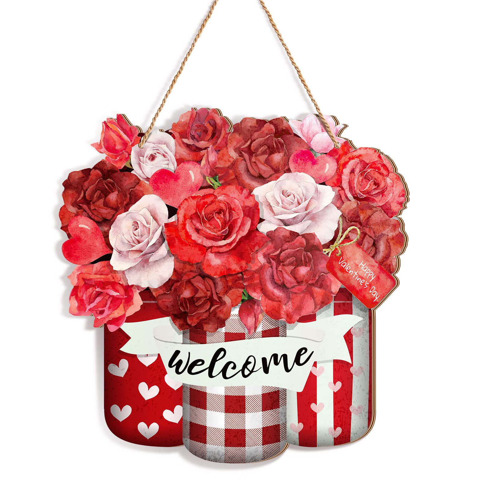 Amazon.com: Karenhi Valentine's Day Welcome Sign Wood Sign for Front ...