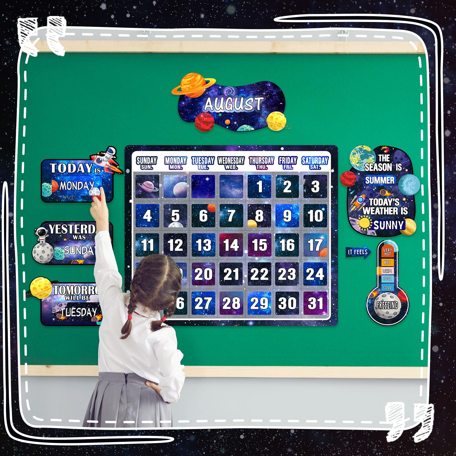 Snapklik.com : Cholemy 85 Pcs Galaxy Calendar Bulletin Board Set Outer ...