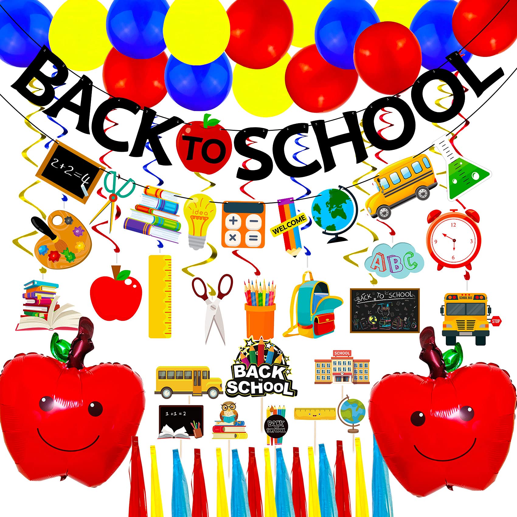 Back To School Decorations 54pcs Back To School Party Decorations ...