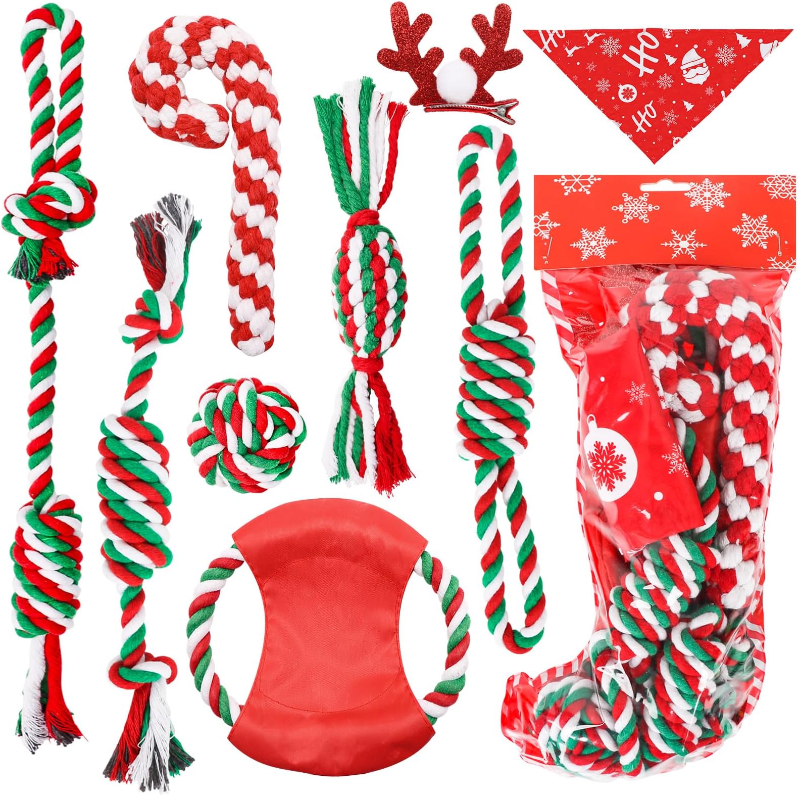 Pet Supplies : Christmas Stocking for Dogs. Pack of 2. Squeaky ...