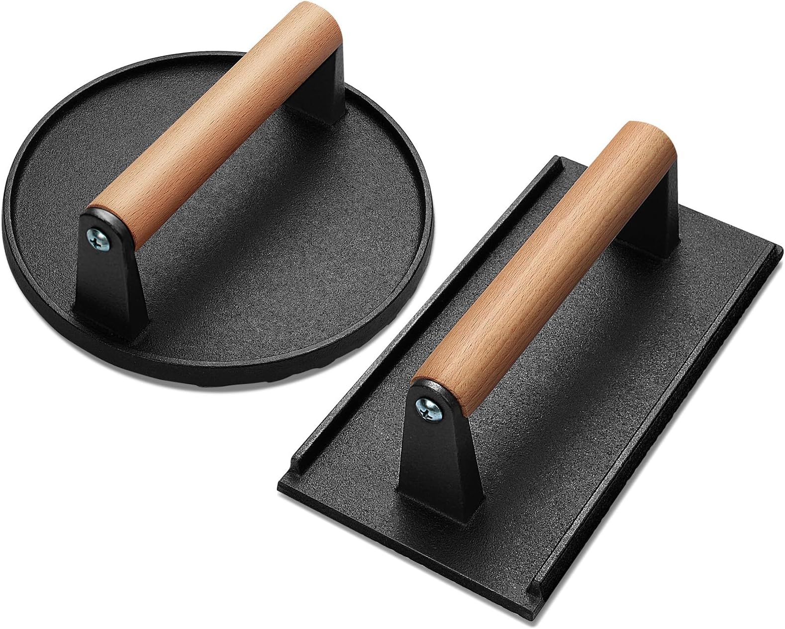 Amazon.com: Yaegoo 2 Pack Cast Iron Steak Weight Press with Wooden ...