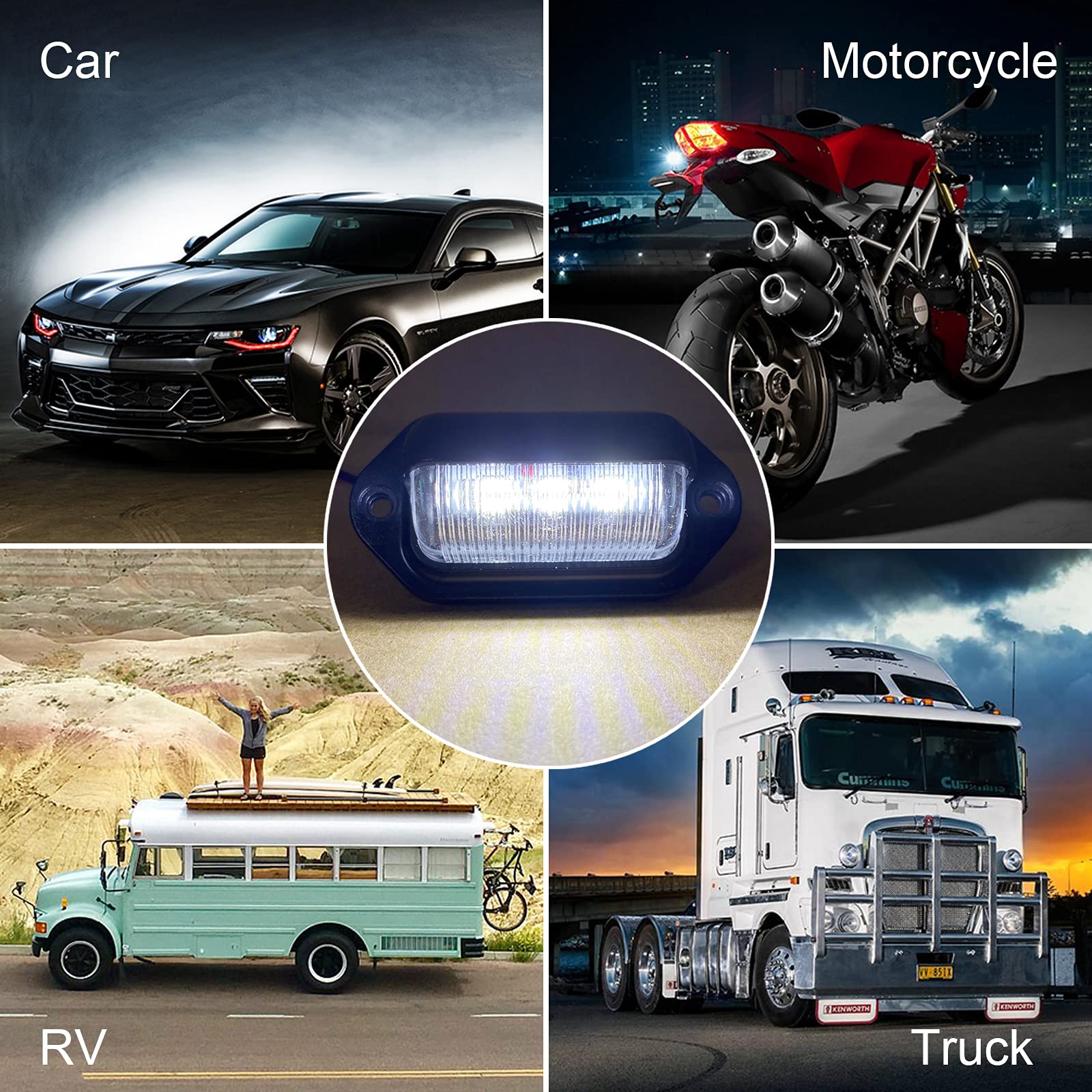 Snapklik.com : 4PCS License Plate Light 6-SMD License Plate Lamp ...