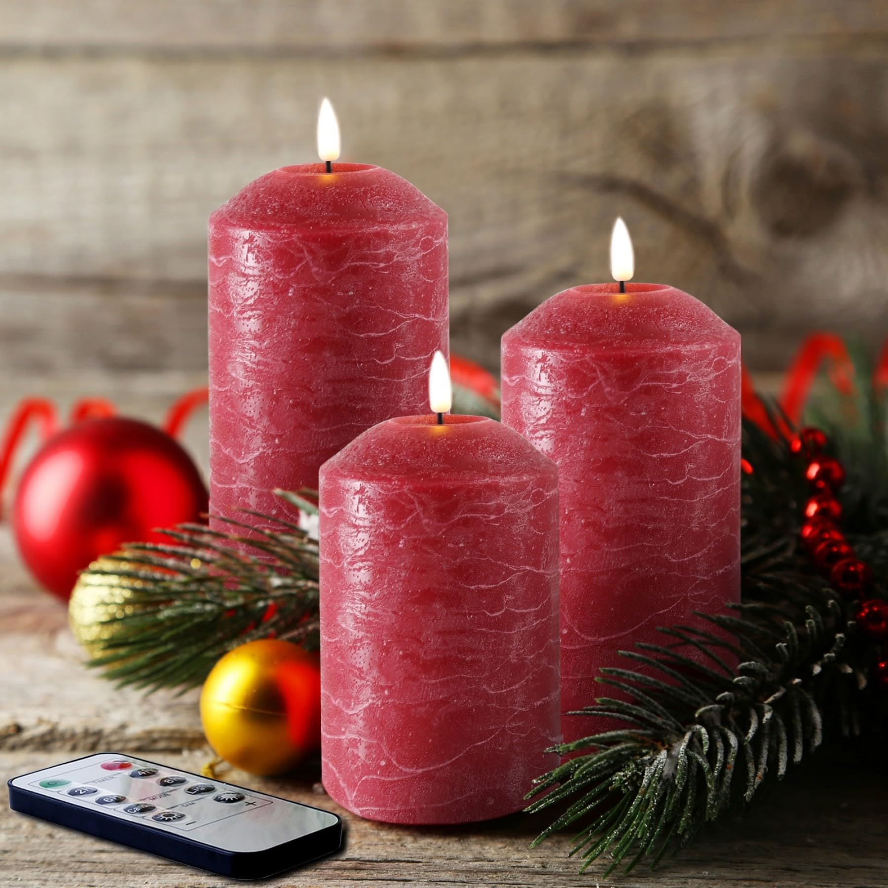 Red Flameless Candles With Timer