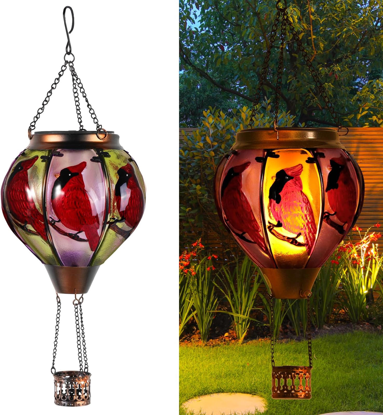 Amazon.com: Cardinal Hot Air Ballon Outdoor Solar Lanerns with ...