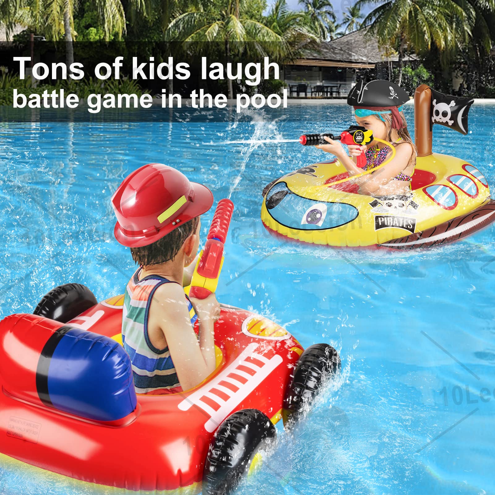 10Leccion Pool Floats with Water Gun for Kids, Inflatable Pool Toys for ...