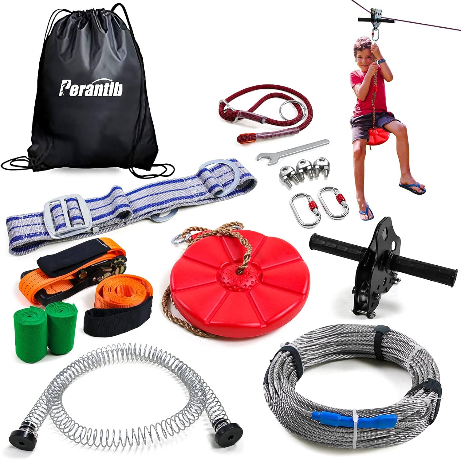 Amazon.com: Perantlb Zipline Kits for Backyard Kids,with 6ft Zipline ...