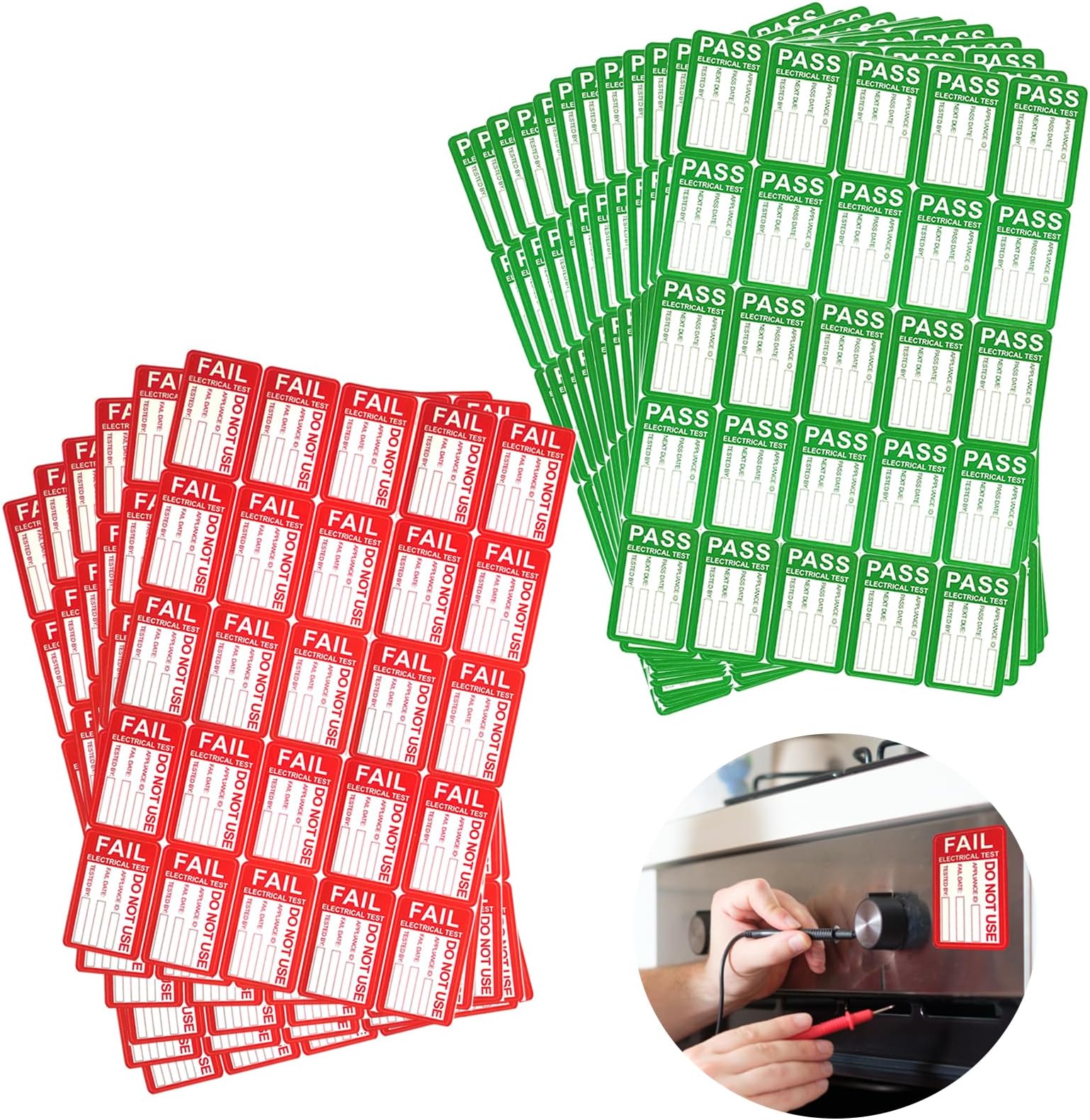 Pat Testing Stickers, 400pcs Pass & 150pcs Fail Self Adhesive Pat ...
