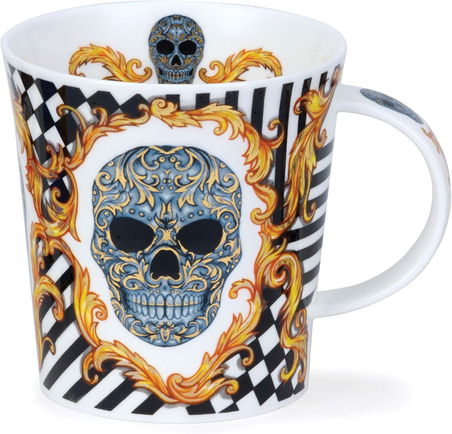 Dunoon Fine Bone China Mug – Elysium Skull Mug – Made in England (Grey ...