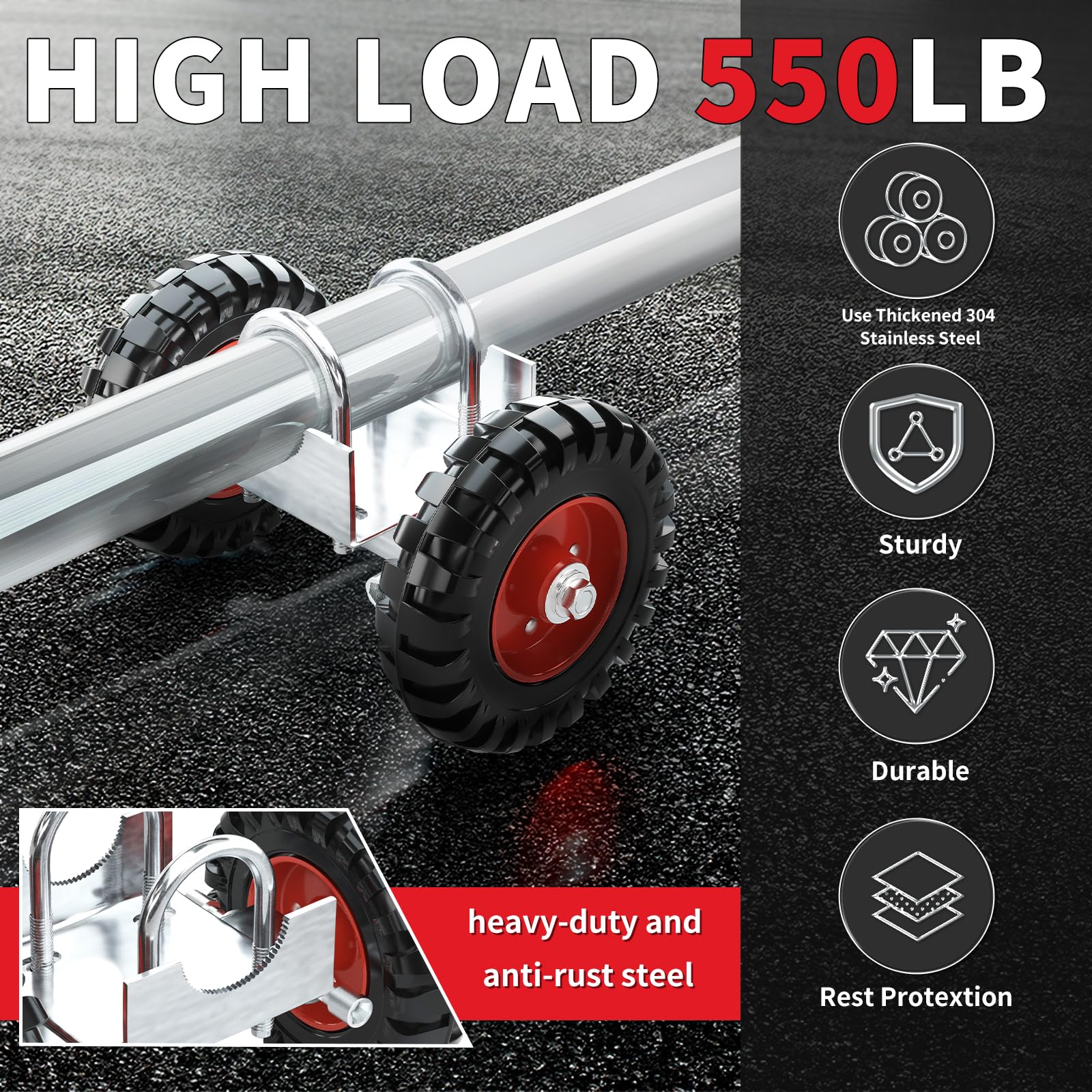 Snapklik.com : USCaster 6 Inch Rolling Gate Wheel-Heavy Duty Rubber ...