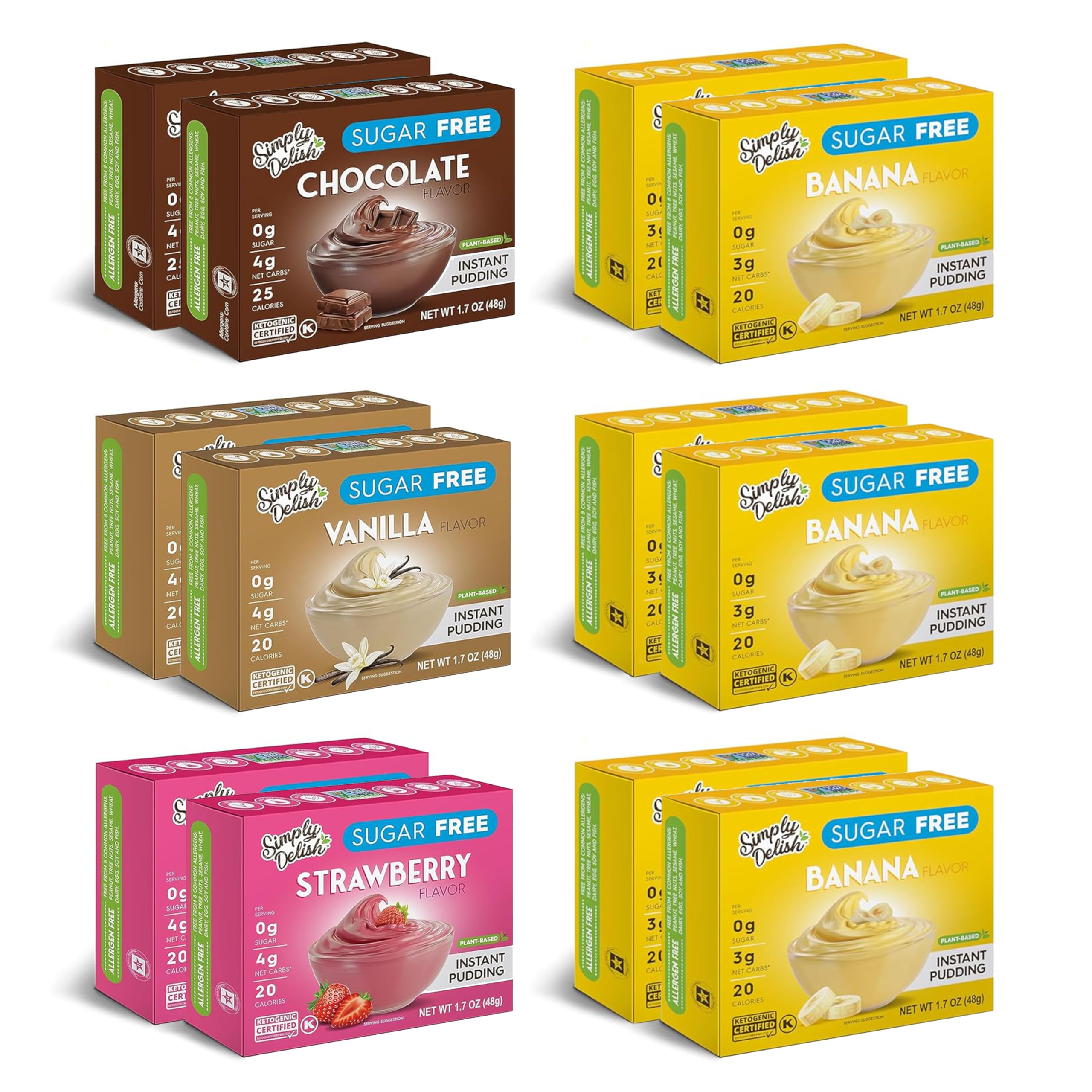 Amazon.com : Simply Delish Keto-Friendly Sugar-Free Plant-Based Pudding ...