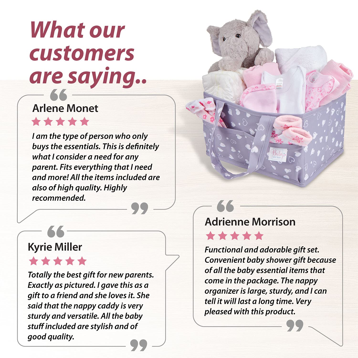 Newborn Baby Gifts Nappy Caddy Set – Washable Multi-Functional Pink ...