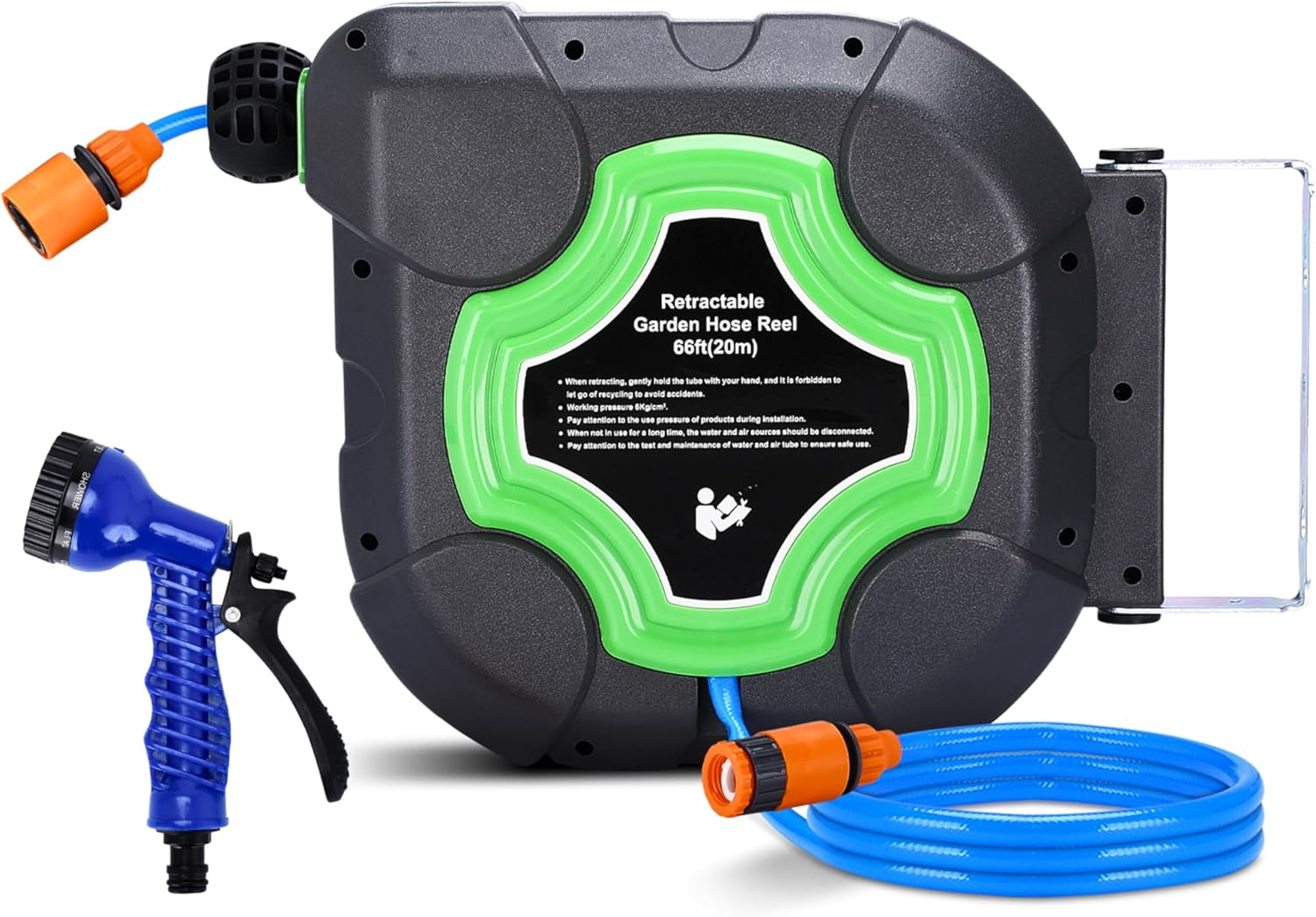 Amazon.com: 2WAYZ Retractable Garden Hose Reel - Wall-Mounted Water ...