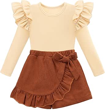 Amazon.com: KISSB Toddler Girl Clothes Solid Long Sleeve Knit Top ...