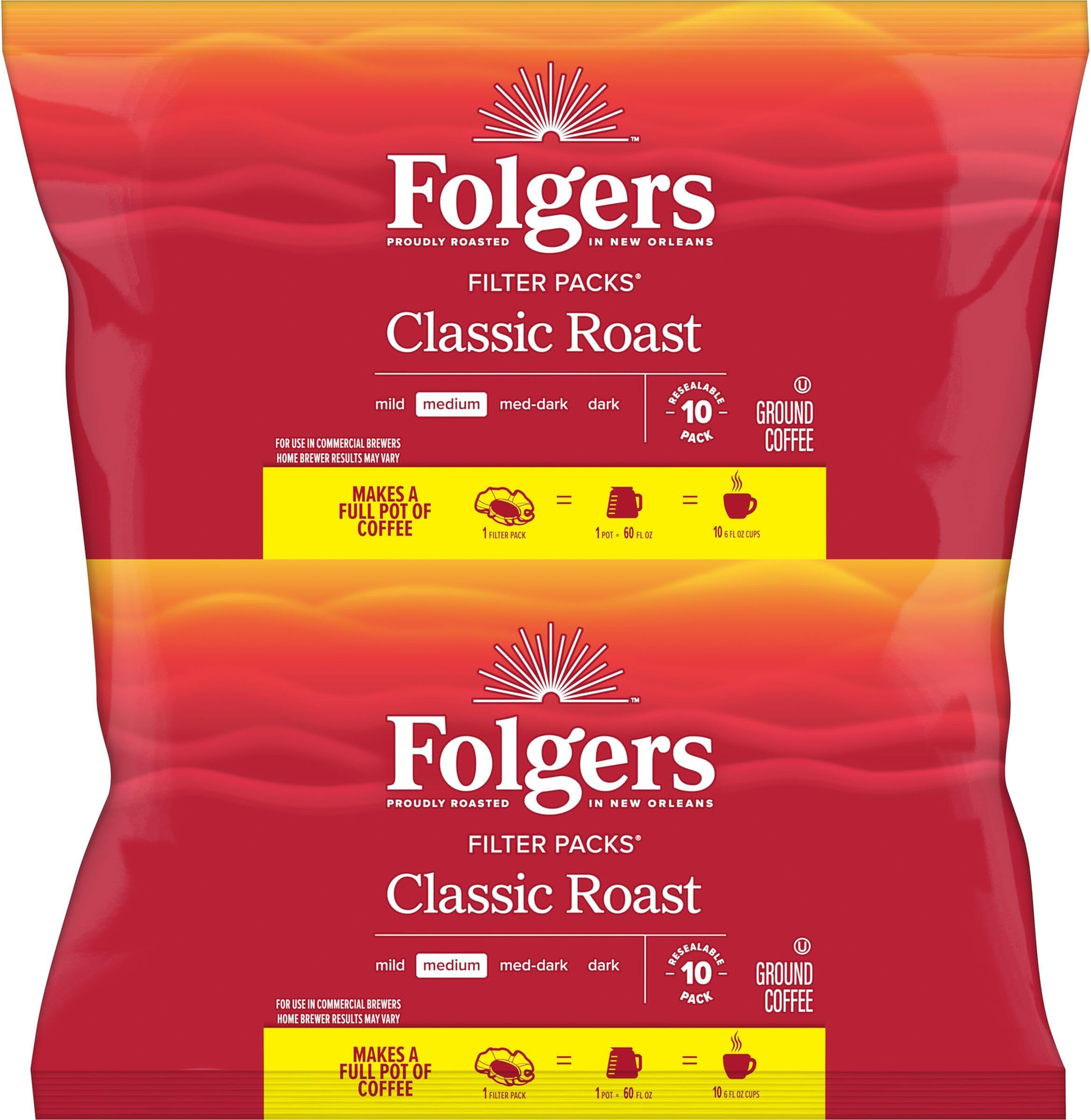 Amazon.com: Folgers Classic Roast Coffee Filter Packs, 0.9 Oz, Box Of ...