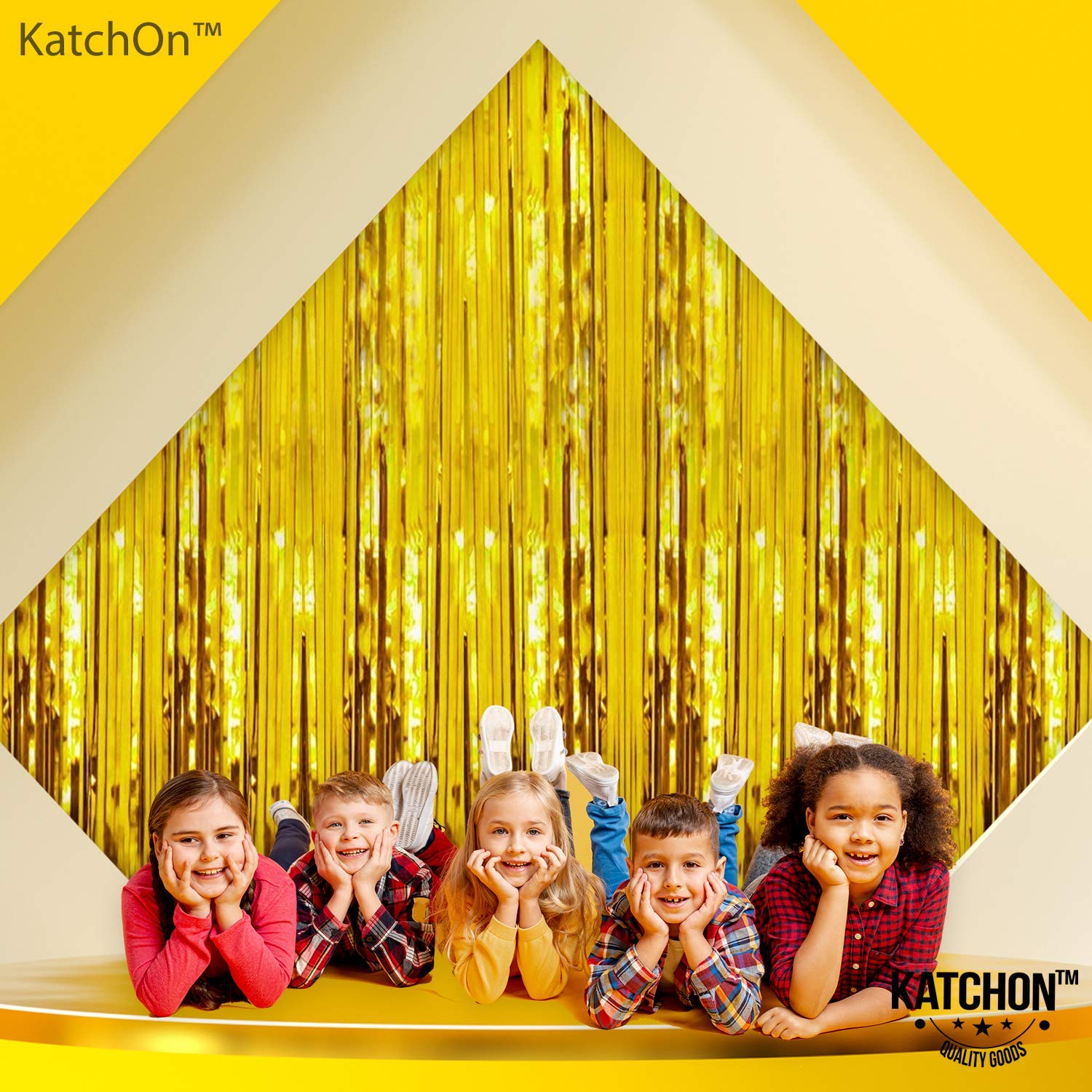 Big, Gold Foil Curtain Backdrop - 6.4x8 Feet, Pack of 2 | Metallic Gold ...