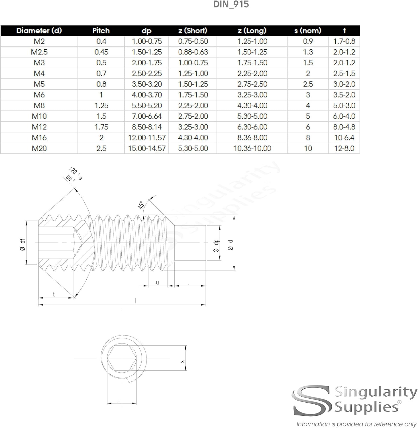 M6 (6mm x 16mm) Hex Socket Grub Screw (Dog Point) – Stainless Steel (A2 ...