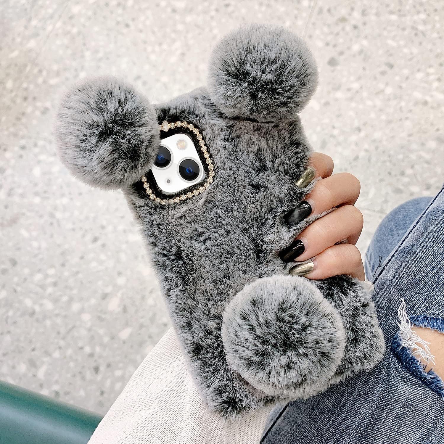 Amazon.com: LUVI Compatible with iPhone 14 Case Cute Plush Furry Fuzzy ...