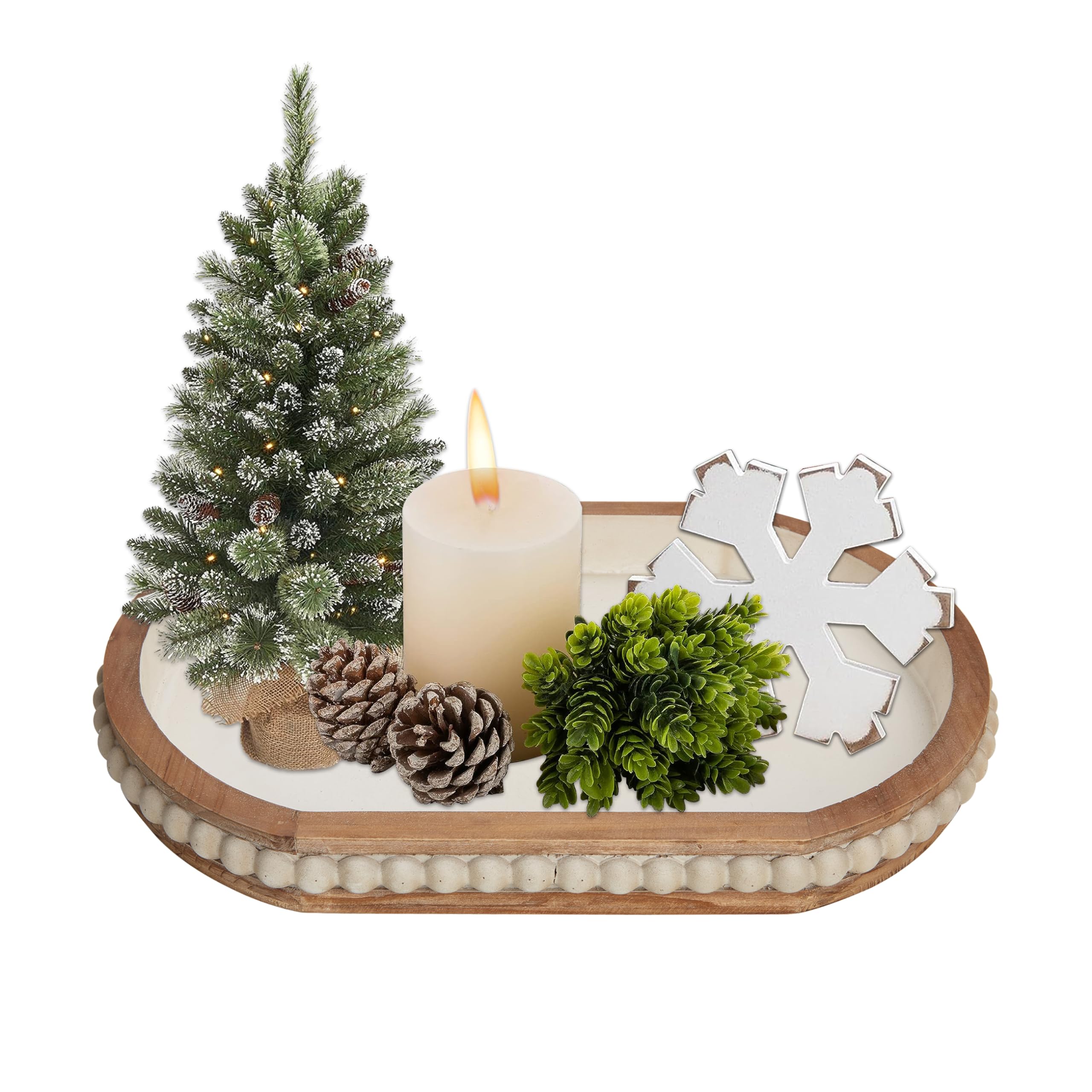 Amazon.com: SOFE Christmas Large Decorative Tray Oval Wooden Serving ...