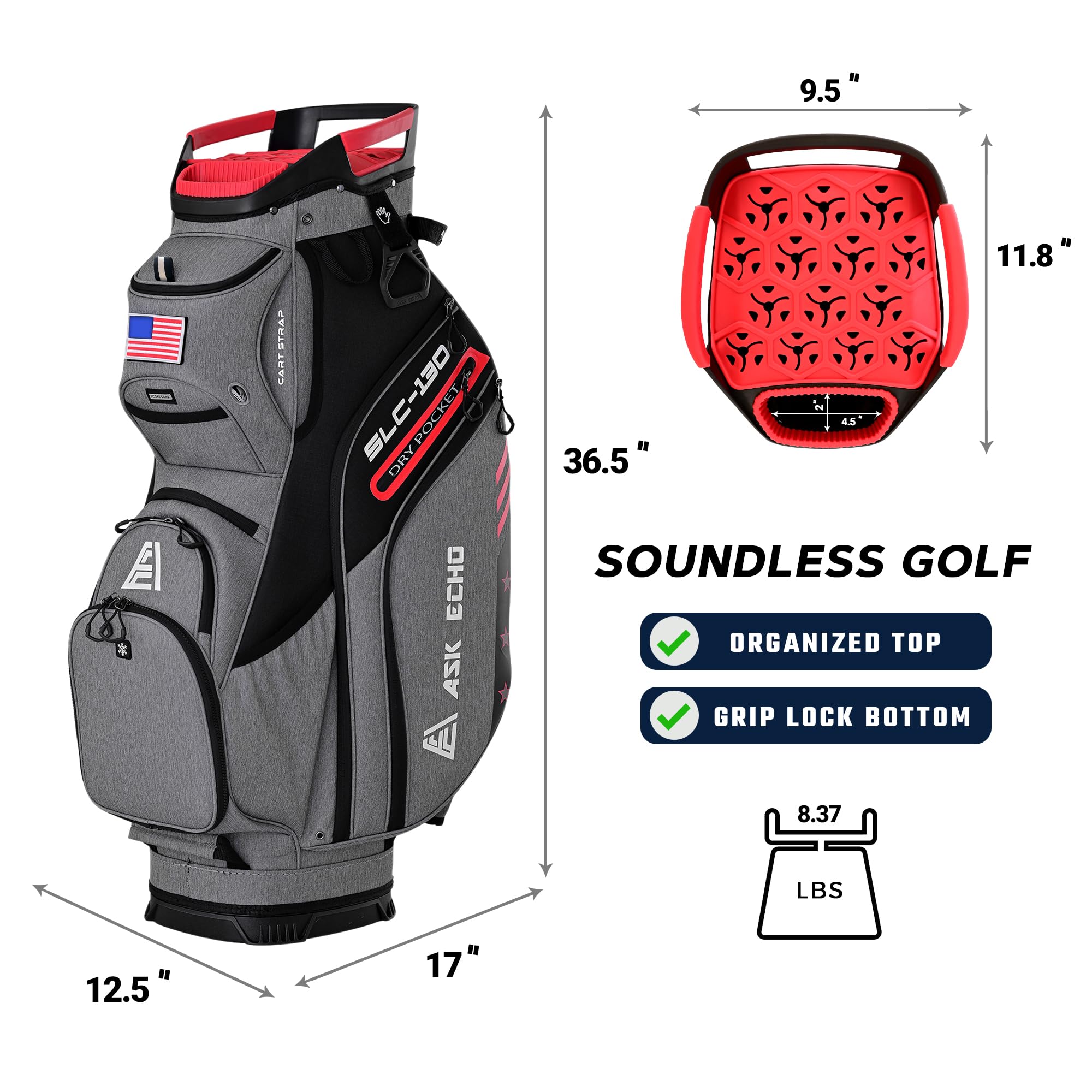 Snapklik.com : ASK ECHO 2024 SLC-130 Golf Cart Bag
