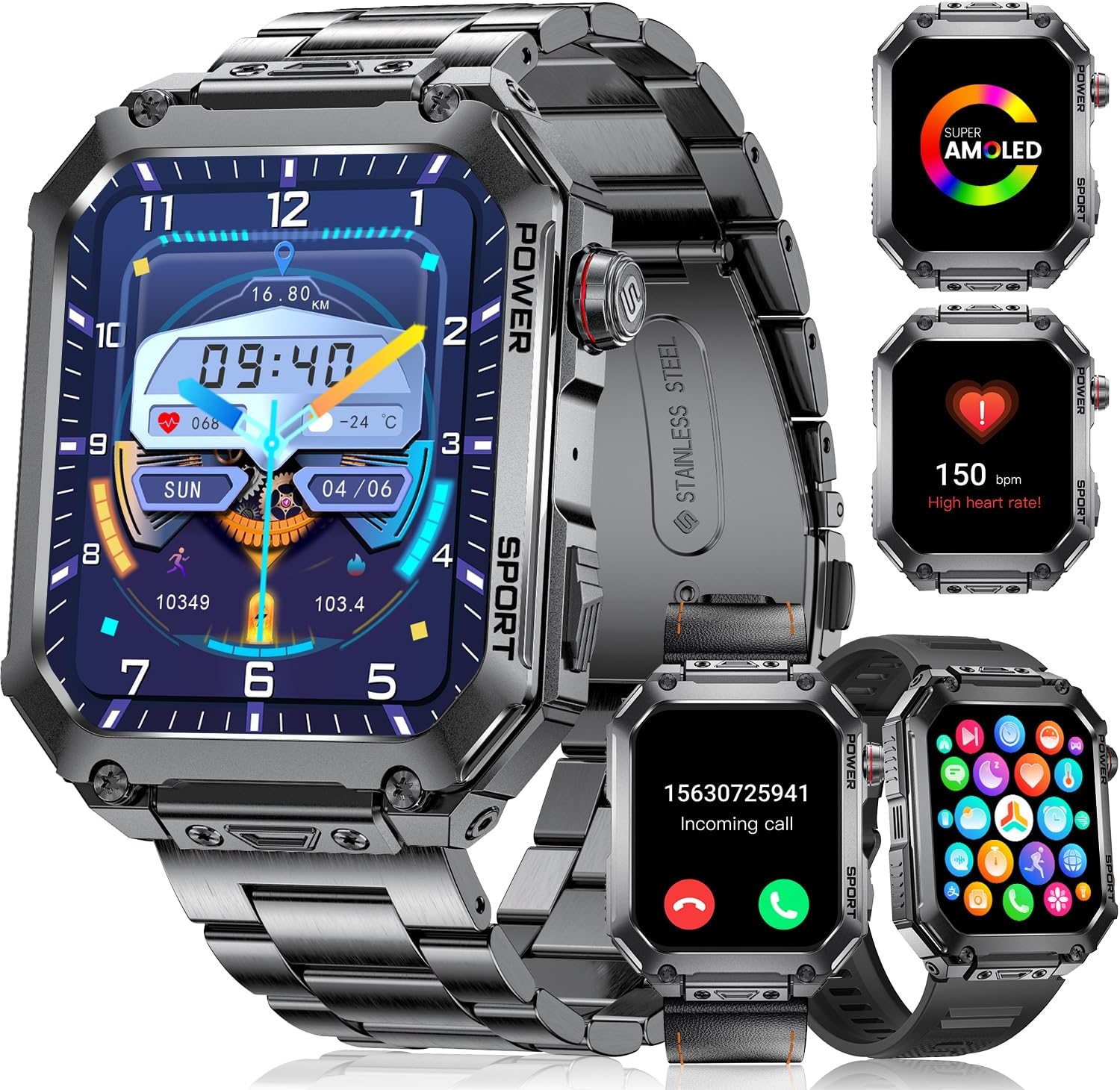 Amazon.com: LIGE Military Smart Watches for Men, Bluetooth Mens Smart ...