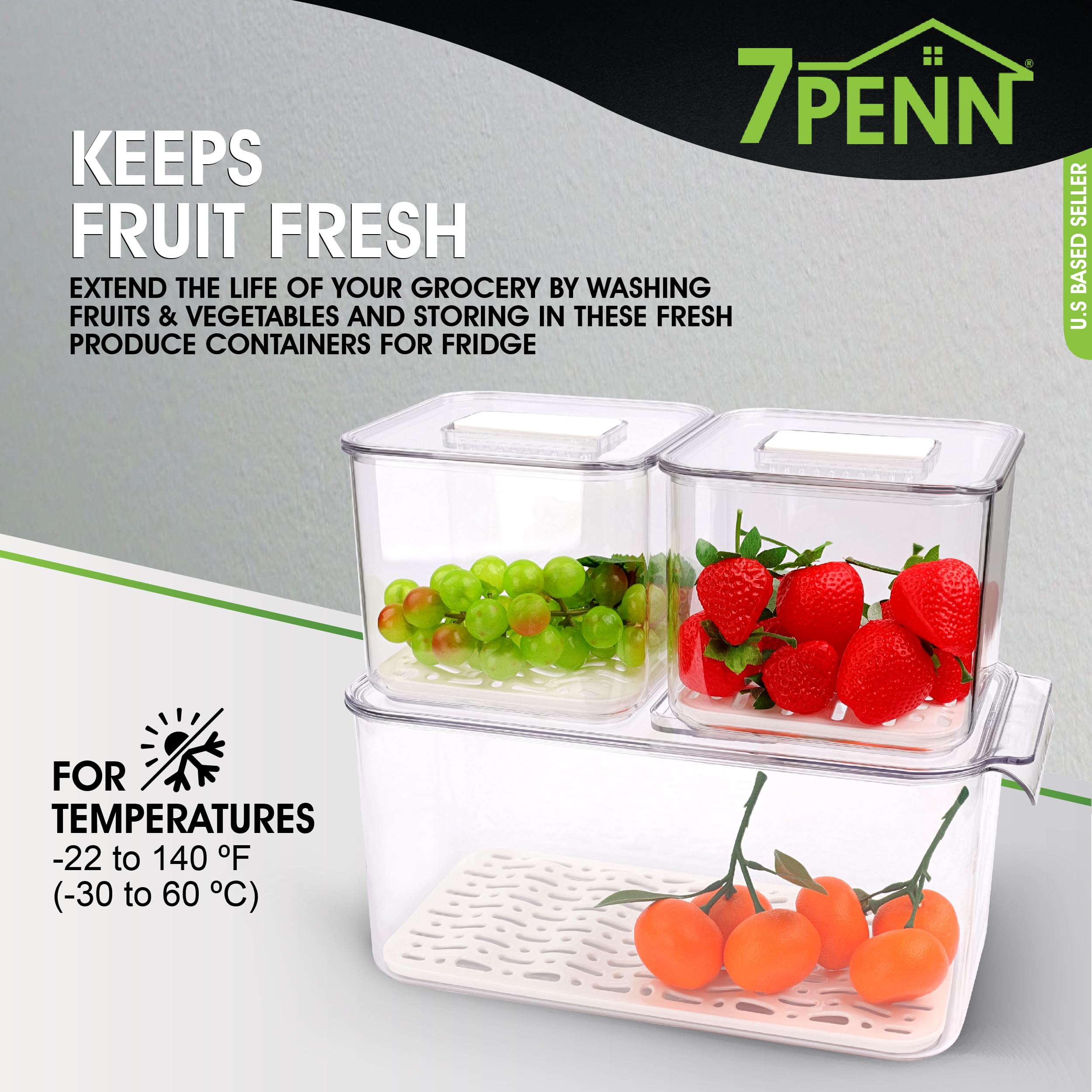 Snapklik.com : 7Penn Produce Storage Containers For Refrigerator 3 Pack