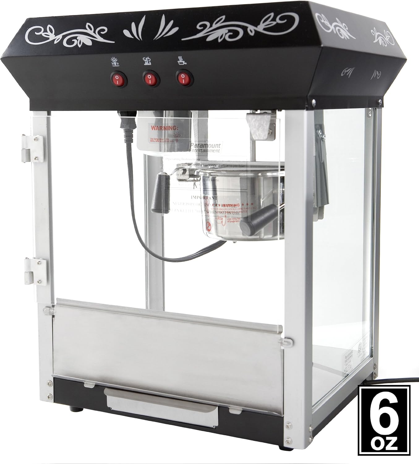 Amazon.com: 6oz Black Popcorn Maker Machine by Paramount - New Full ...