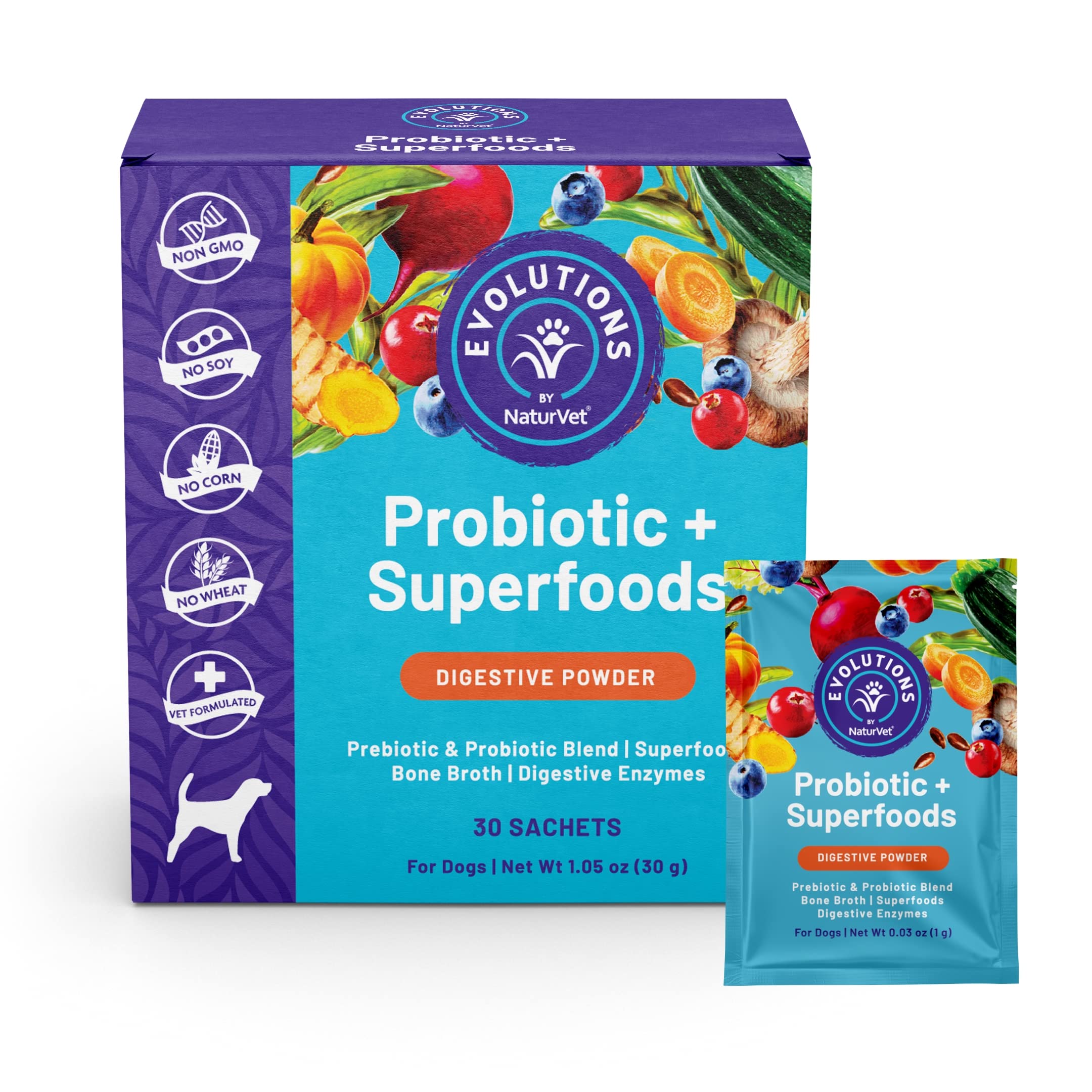 Naturvet Evolutions Probiotic And Superfoods Digestive 30ct Powder ...
