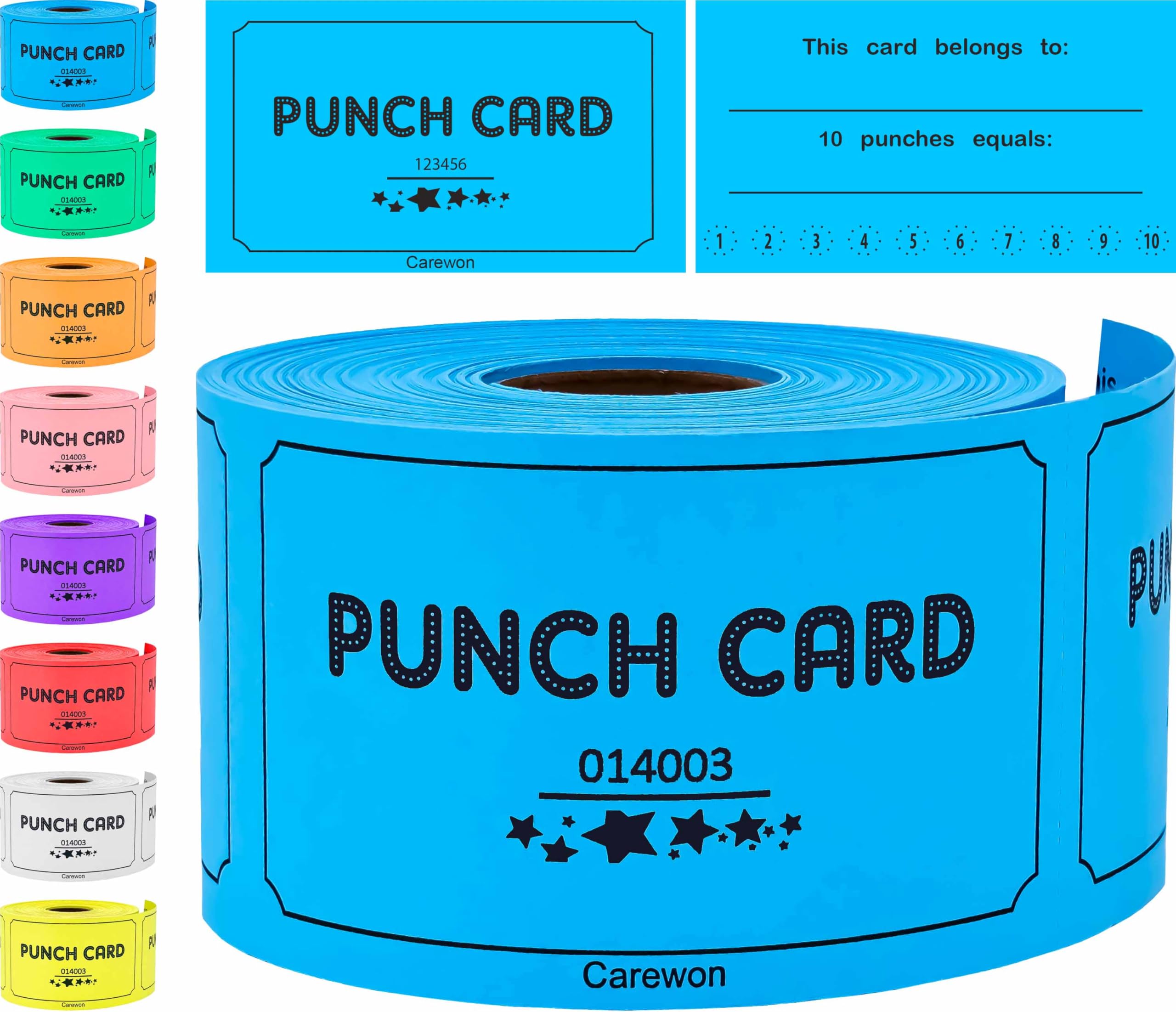 Amazon.com : Carewon 250 Punch Cards, Blue (1 of 8 Colors), Incentive ...