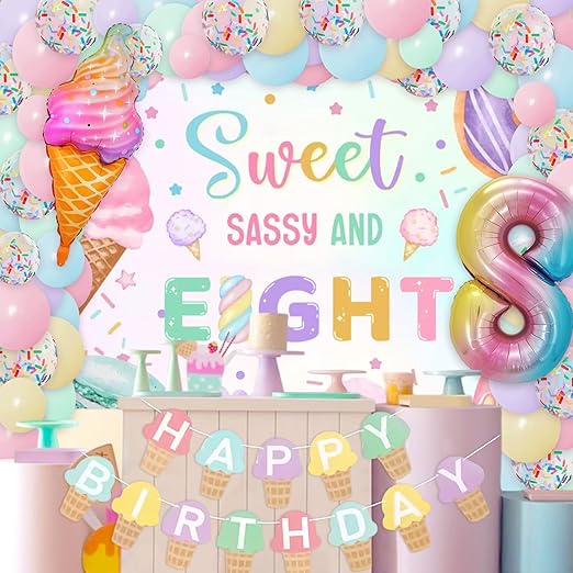 Amazon.com: Sweet Sassy and Eight 8th Birthday Decorations for Girls 8 ...