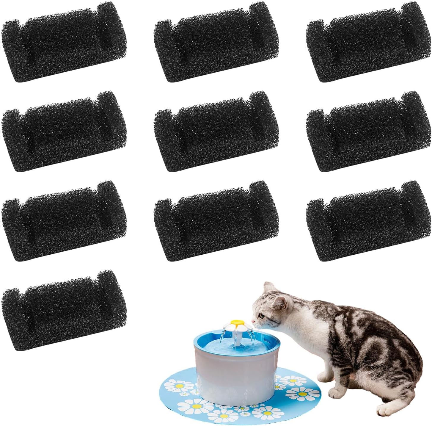 10Pcs Cat Water Fountain Filters, Filters for Cat Water Fountain, Pet ...