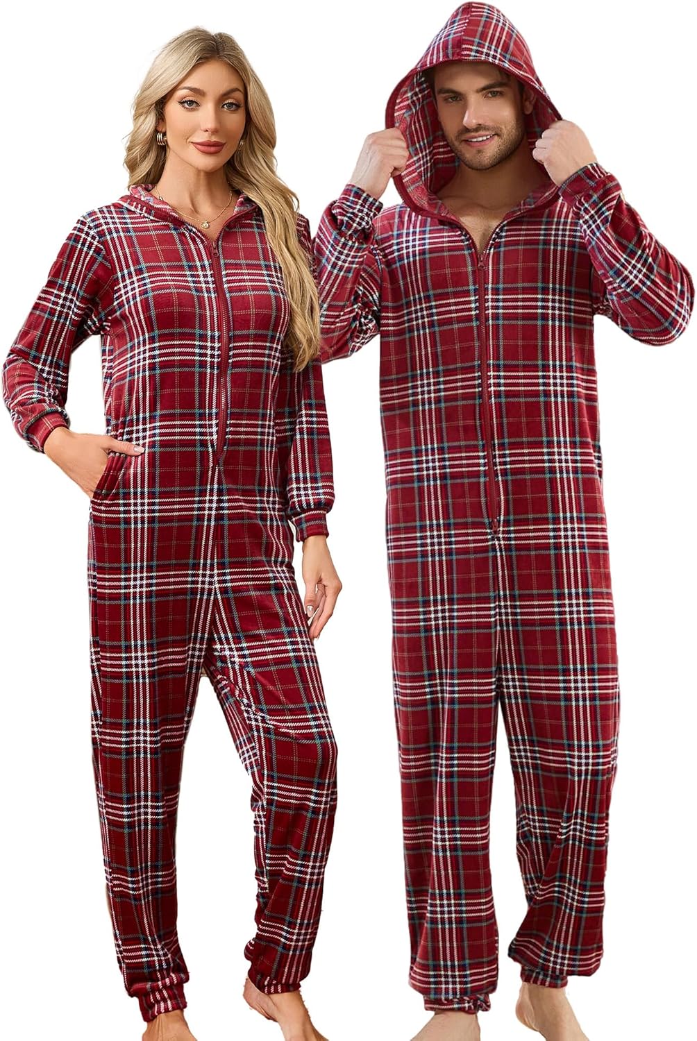 U2SKIIN Women Onesie Ultra-Soft Pajama Sets Hooded Zipper Soft Warm ...
