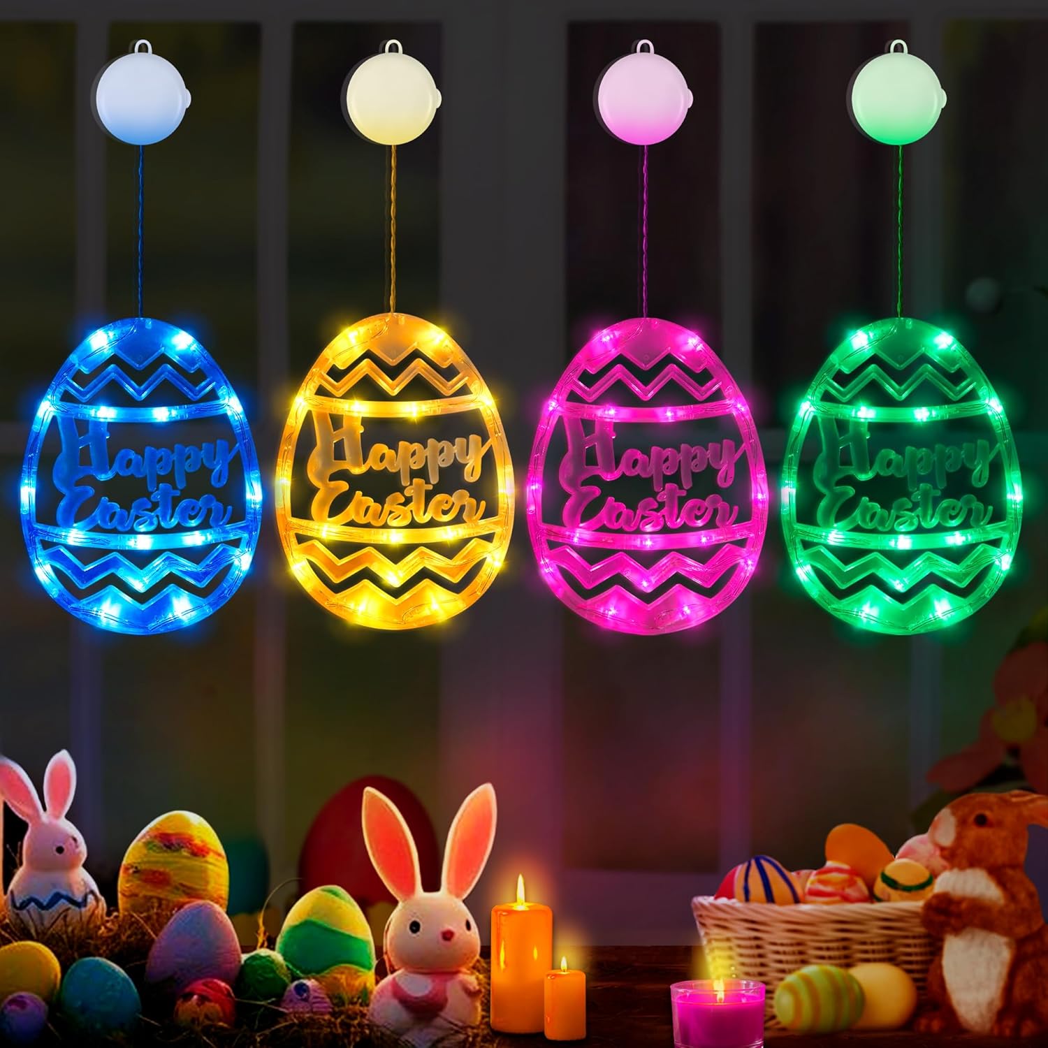 Amazon.com: Mosoan [Timer] 4 Pack Easter Egg Decorations Lights, Easter ...