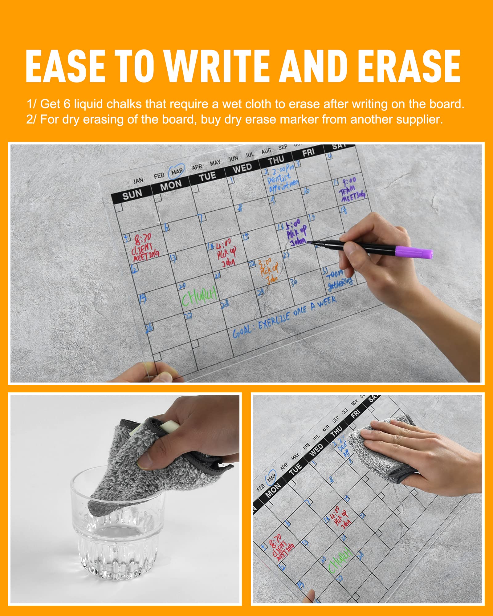 Snapklik.com : Acrylic Dry Erase Calendar Board To Do List Desktop ...