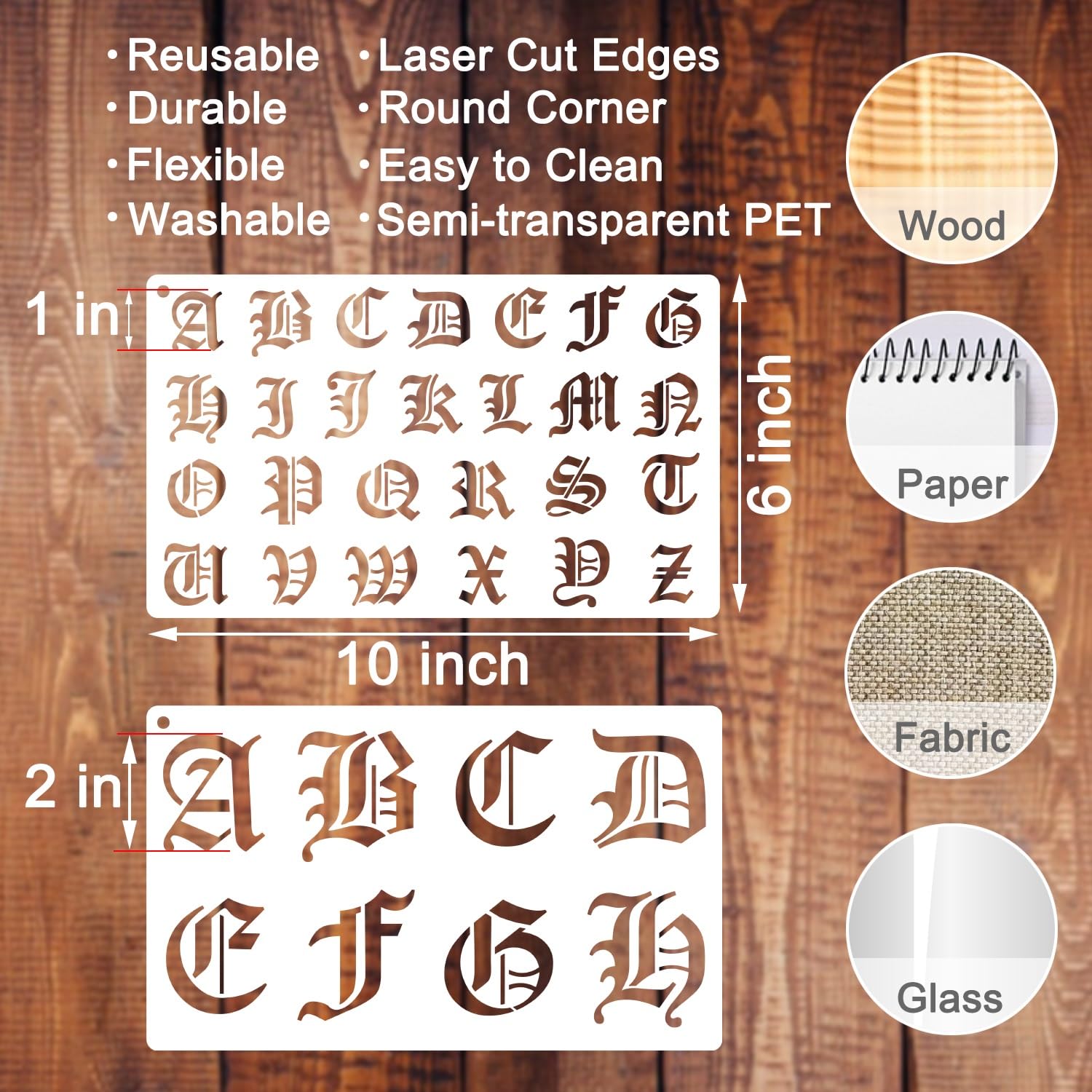 Snapklik.com : Doflyok 15 Pieces Old English Stencils 1 And 2 Inch ...