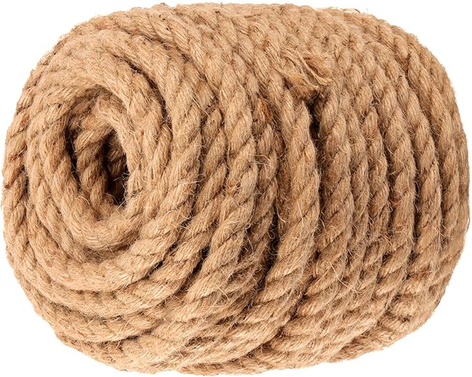 MANCHAP 20m x 12mm Natural Jute Rope, 4-Strand Twisted Jute Rope ...