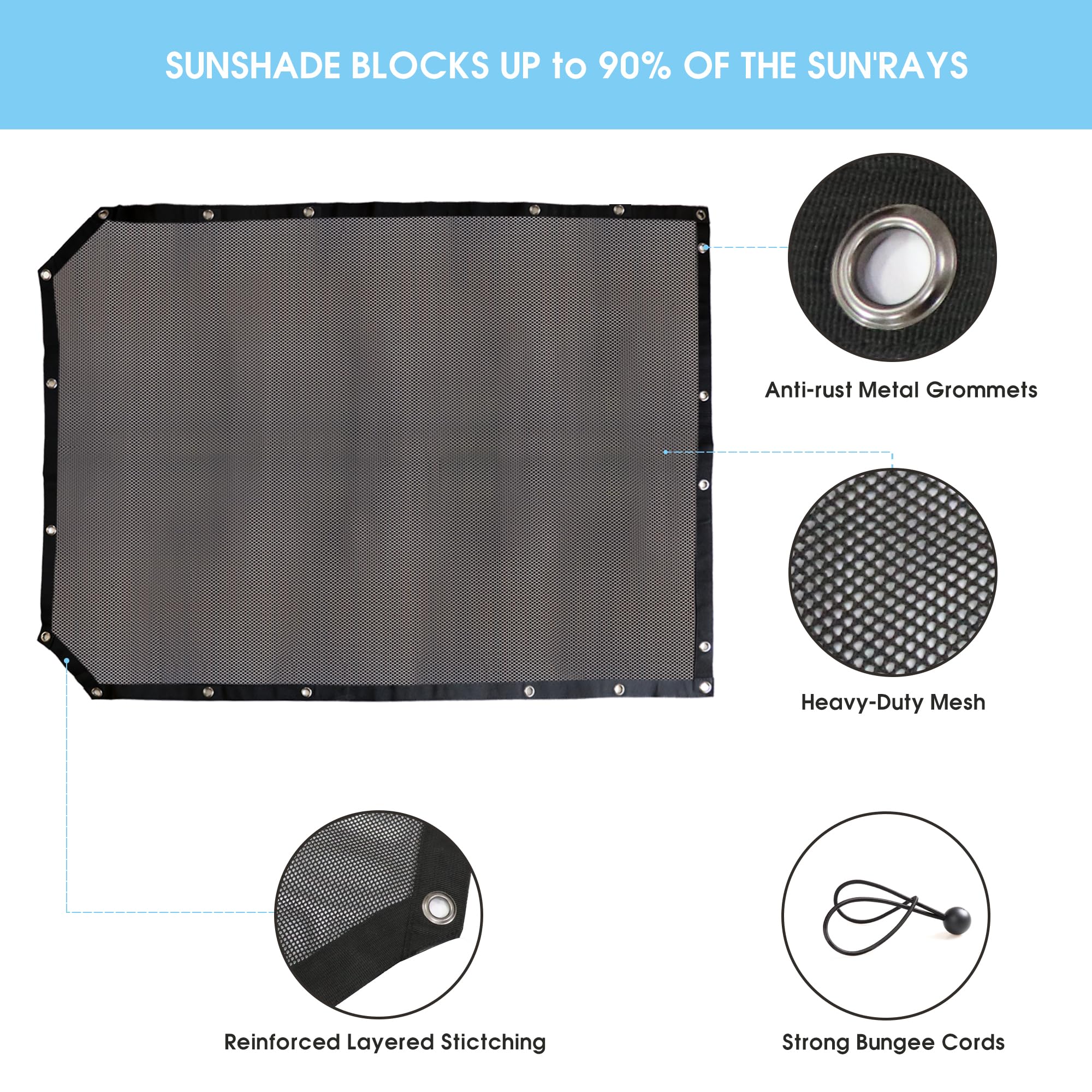 Snapklik.com : Sukemichi 2 Door Sunshade For Ford Bronco,Mesh Sun Shade Bikini Top Cover Bimini ...