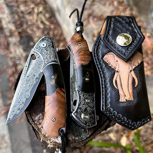 ALVELY Handmade Japanese VG10Damascus steel folding pocket knife3.3in ...