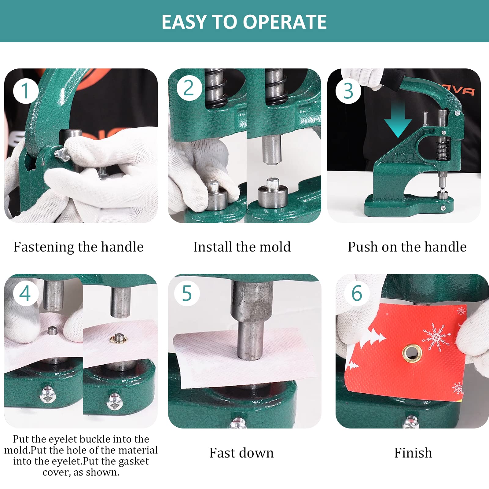 Buy Dyna-Living Grommet Press Kit Eyelet Punch Kit Handheld Hole Punch ...