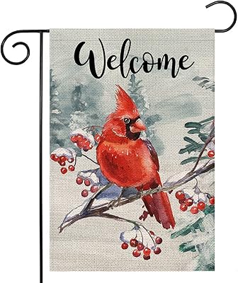 Amazon.com : Winter Cardinal Bird Garden Flag 12x18 Vertical Double ...