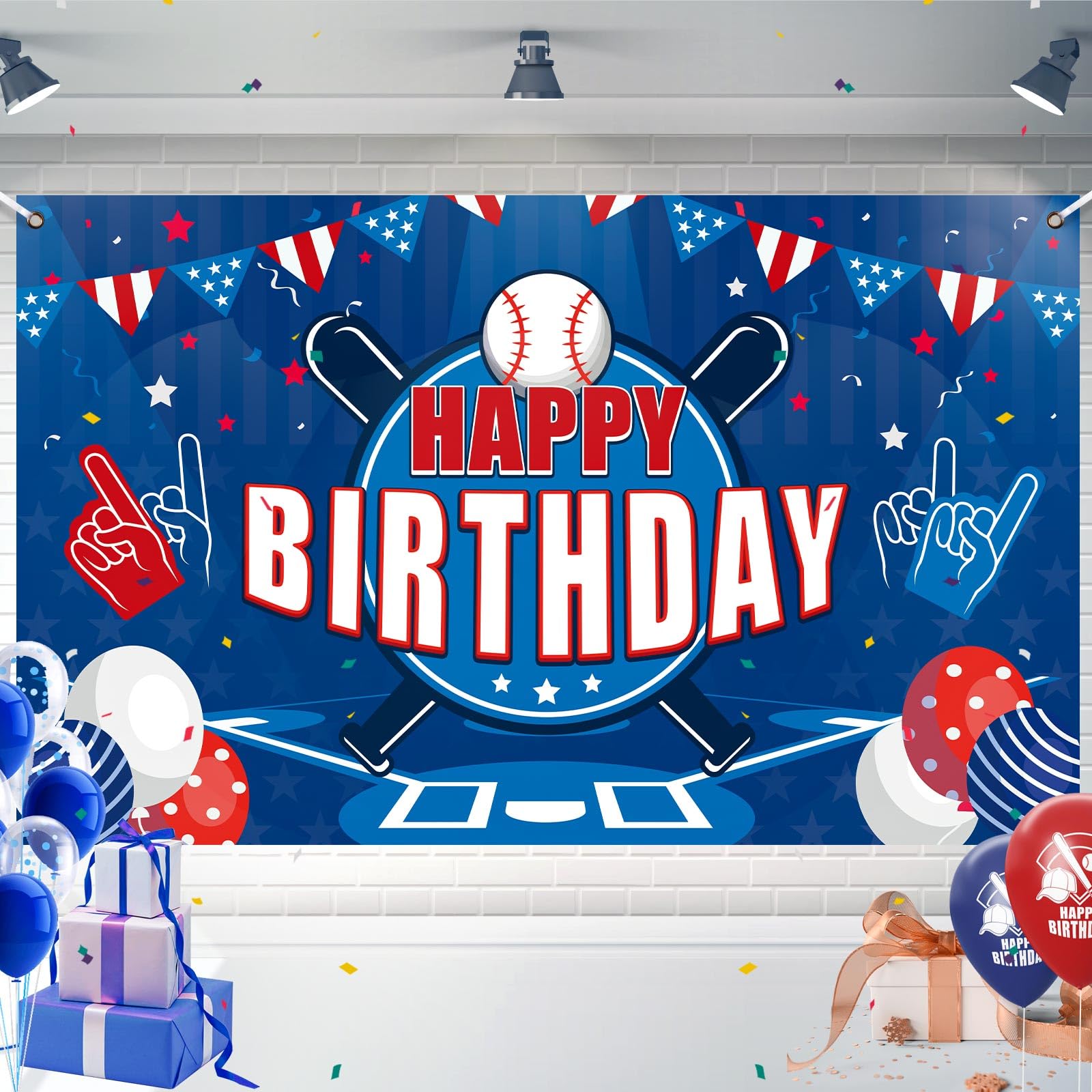 Amazon.com: Bing-Haoze Baseball Happy Birthday Backdrop - 71"x44 ...