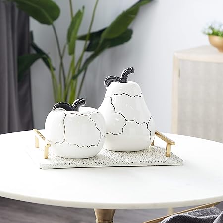 Amazon.com: Deco 79 Contemporary Ceramic Fruits Sculpture, Set of 2 9 ...