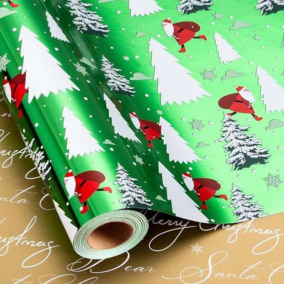 Amazon.com: Homeral Green Christmas Wrapping Paper Roll - Metallic ...