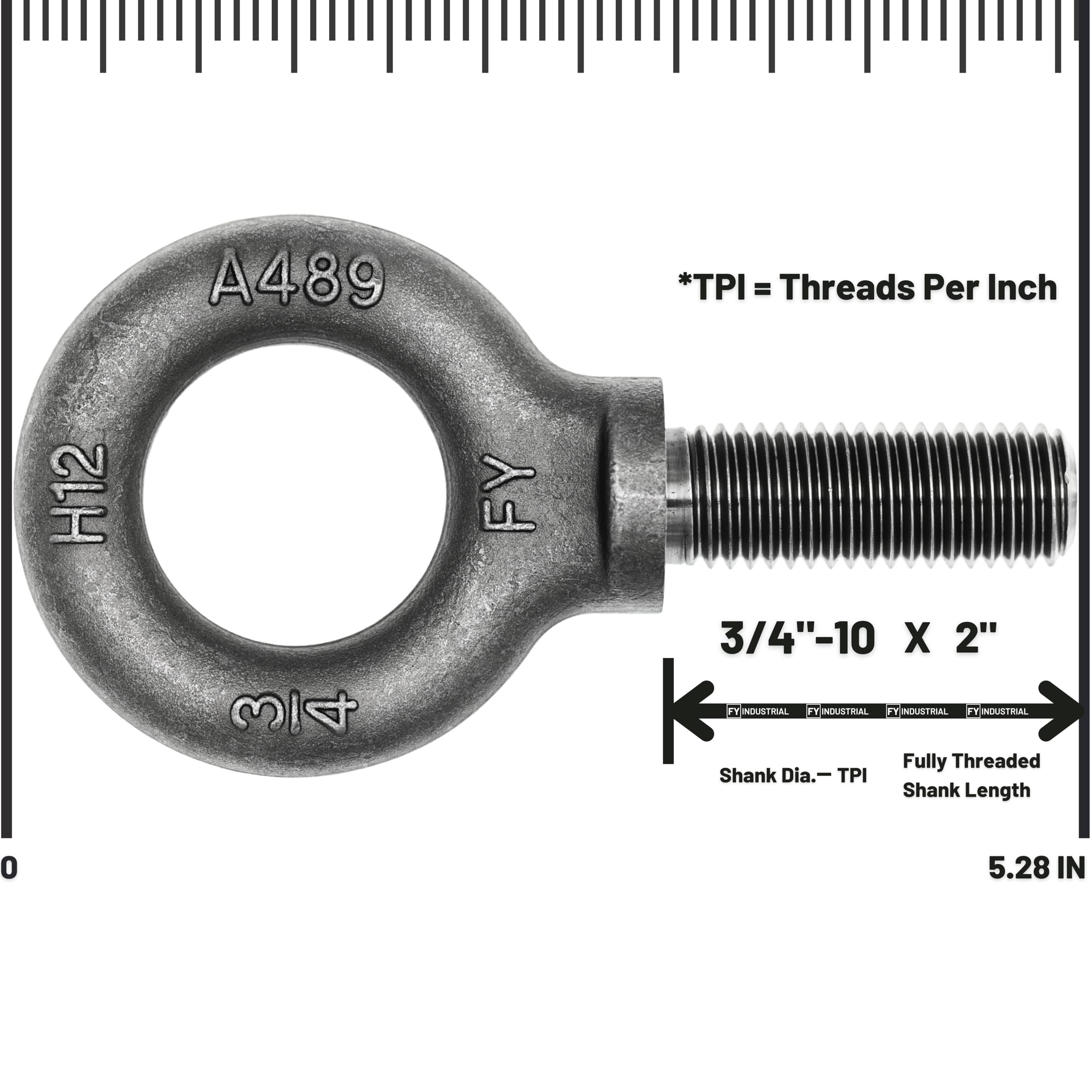 Snapklik.com : Lifting Shoulder Eye Bolt 3/4"-10 X 2