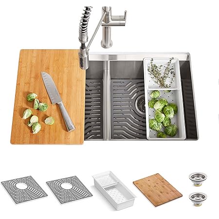 Amazon.com: KOHLER K-80085-1PC-NA TASK Kitchen Sink, 33" Top or ...